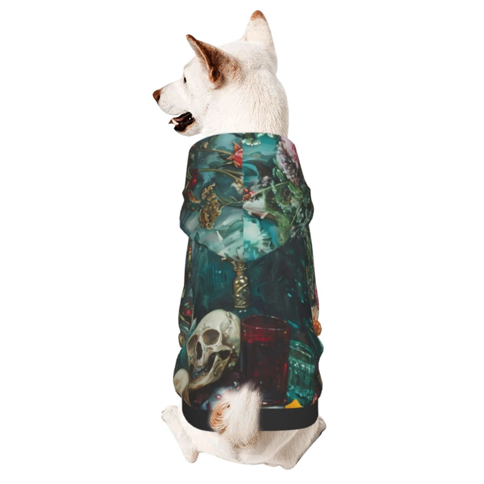 Qekee Baroque Floral Still Life Print Pet Dog Hoodies Dog Clothes for ...