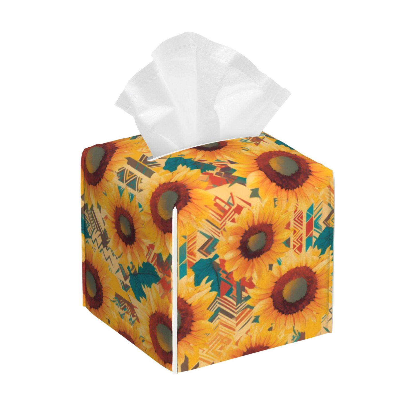 Qekee Beautiful Bohemian Sunflower for Tissue Box Cover Holder, Square ...