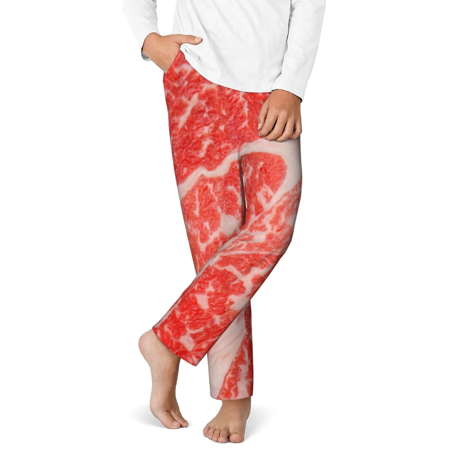 Qekee Beef Steaks Print Kids Pajama Pants, Teenagers' Bottom Sweatpants ...