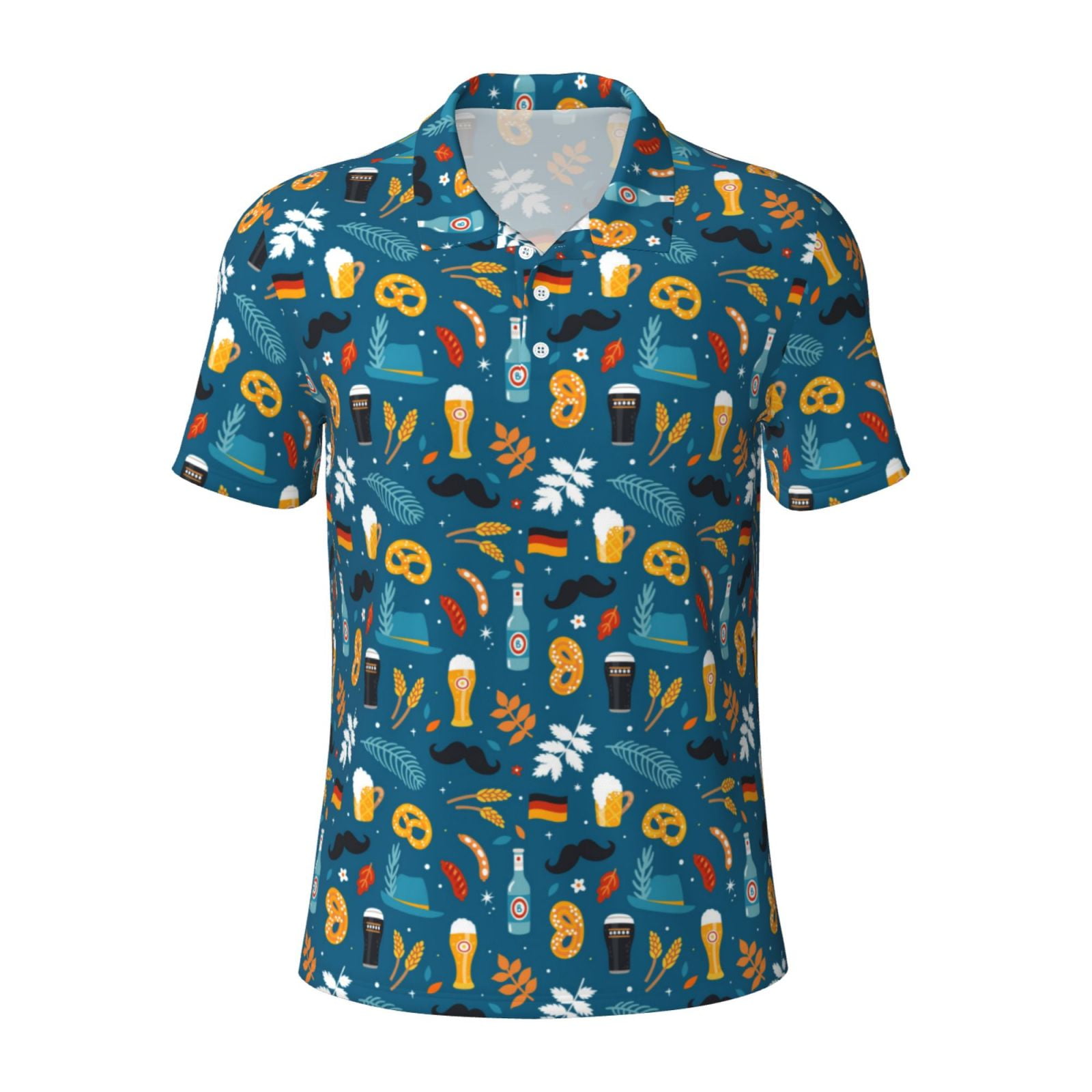 Qekee Beer Bottles for Mens Polo Shirts Casual Short Sleeve Button Down ...