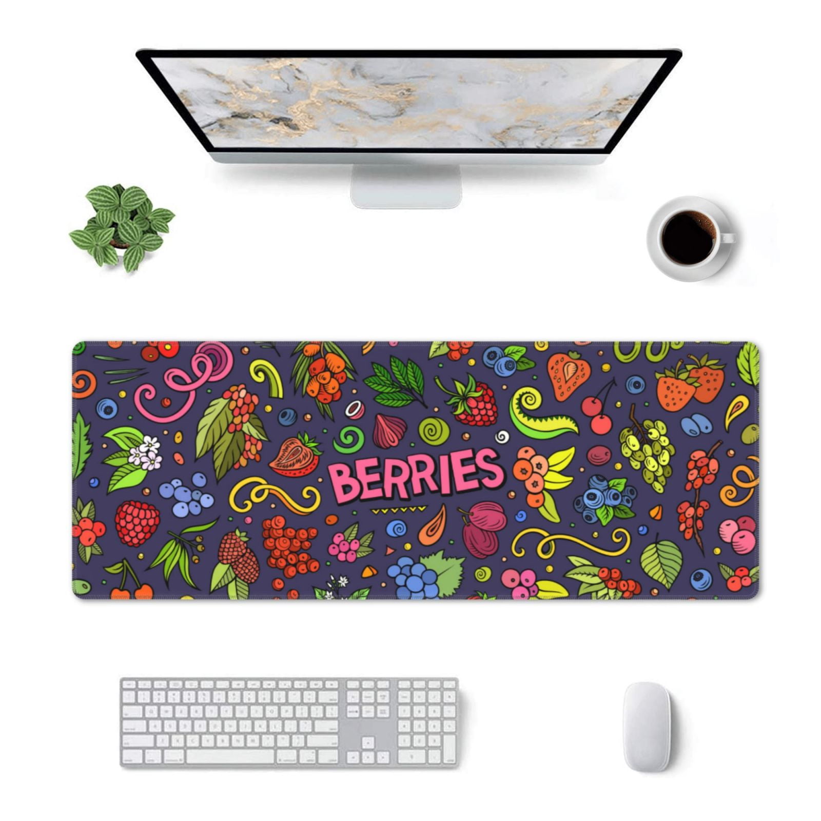 Qekee Berry Fruits Print Mouse Pad,Desk Pad Protector,Office Desk Mat ...