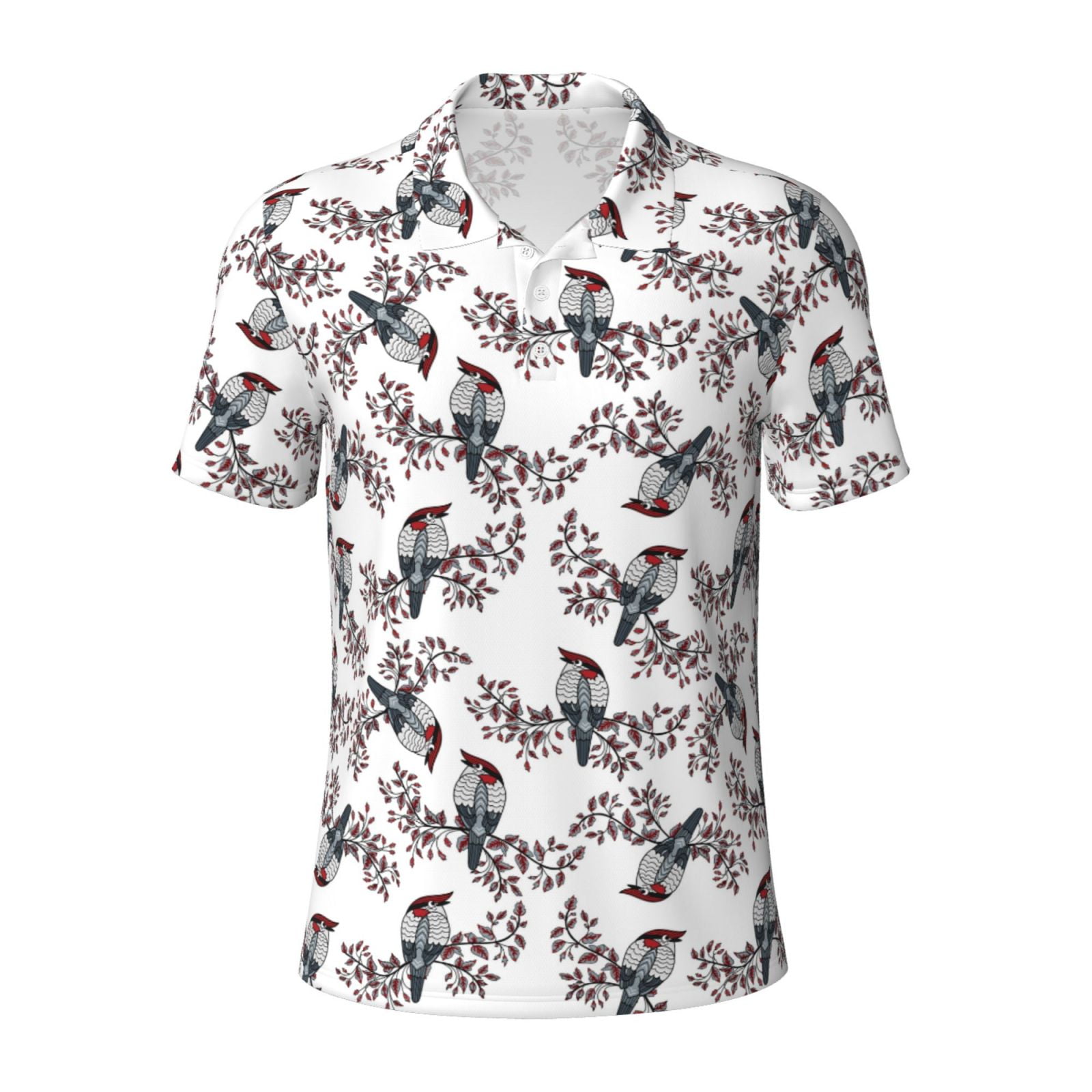 Qekee Bird for Mens Polo Shirts Casual Short Sleeve Button Down Polo ...