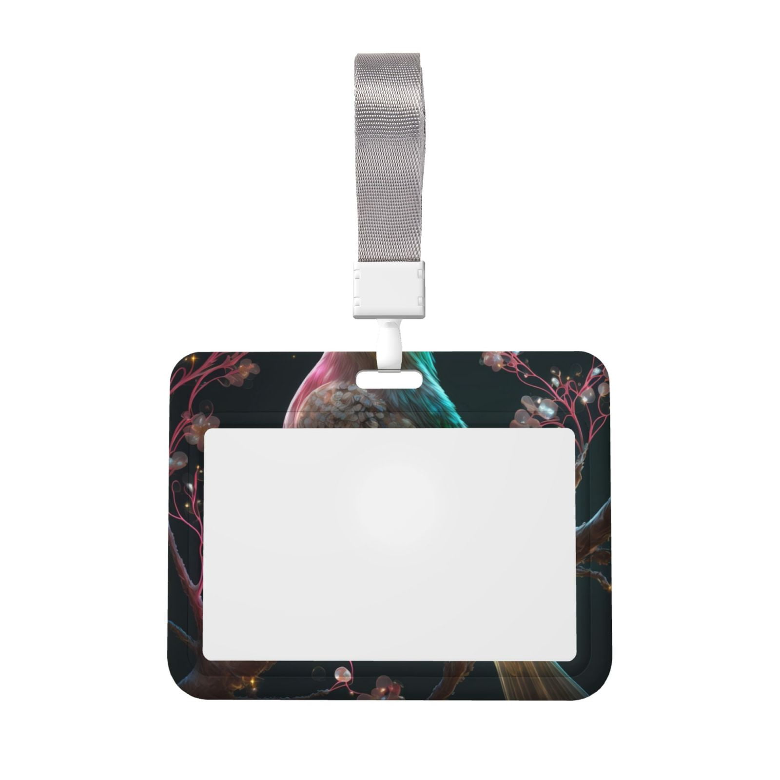 Qekee Bird5 Print Card Badge Holder,Clear Name Tag ID Card Protector ...