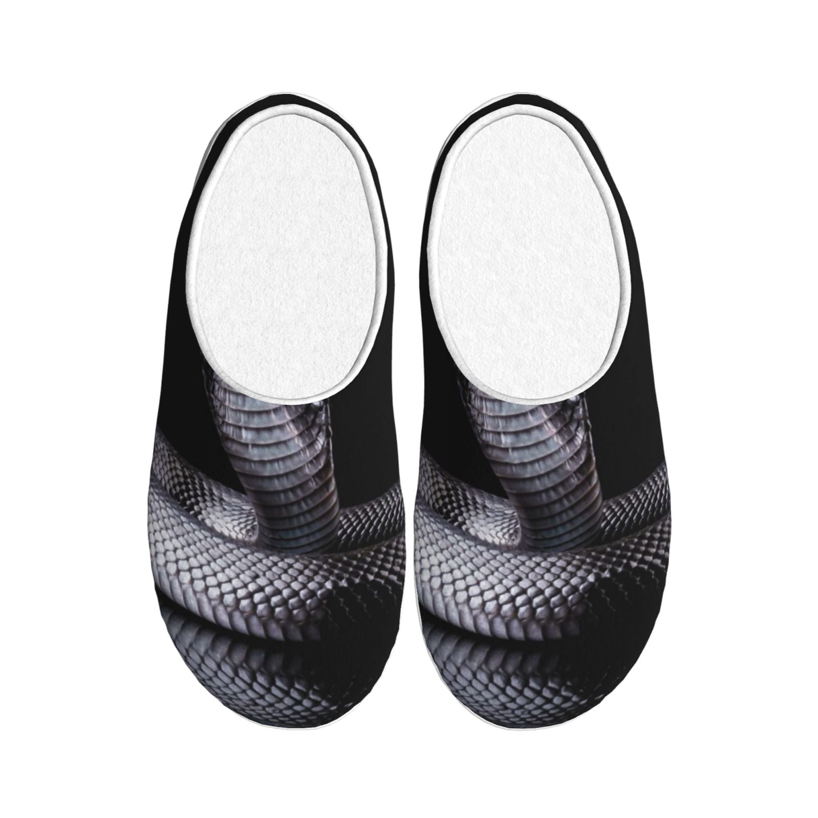 Qekee Black Cobra Snake Print TPR Cotton Slippers for Adults,Indoor Non ...