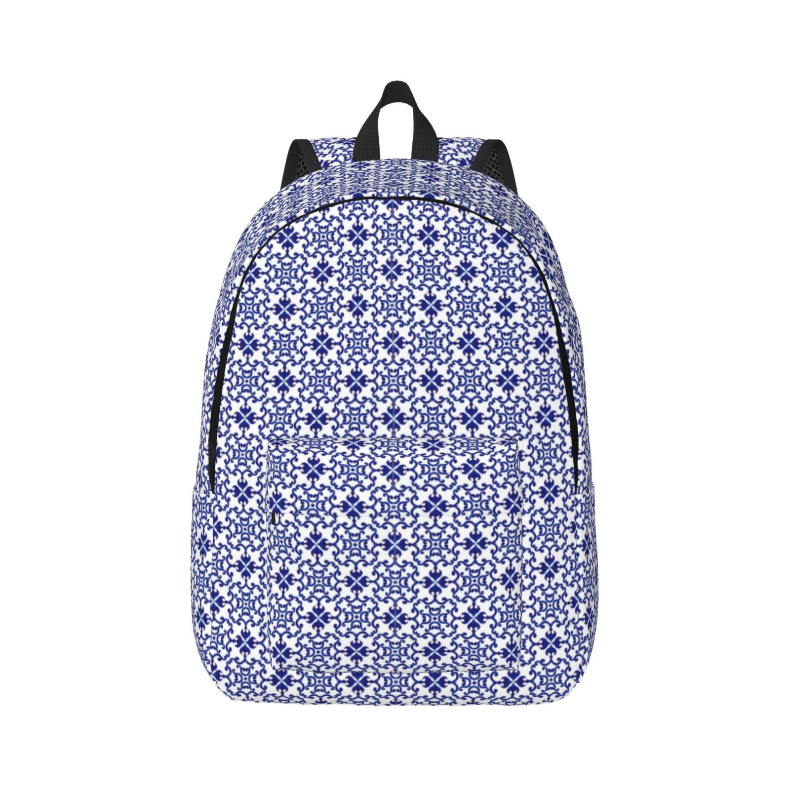 Qekee Blue And White Porcelain Chinaware Pattern Canvas Backpack, Book ...