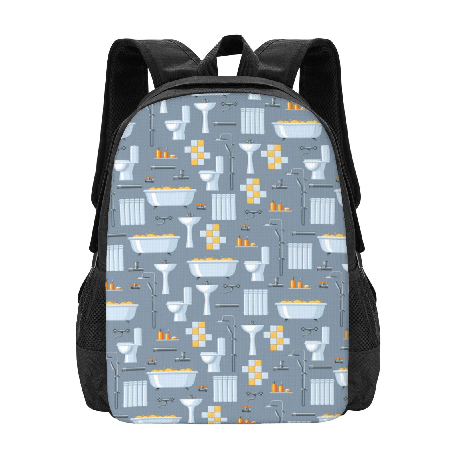 Qekee Blue Bathroom for Travel Laptop Backpack for womem and men ...
