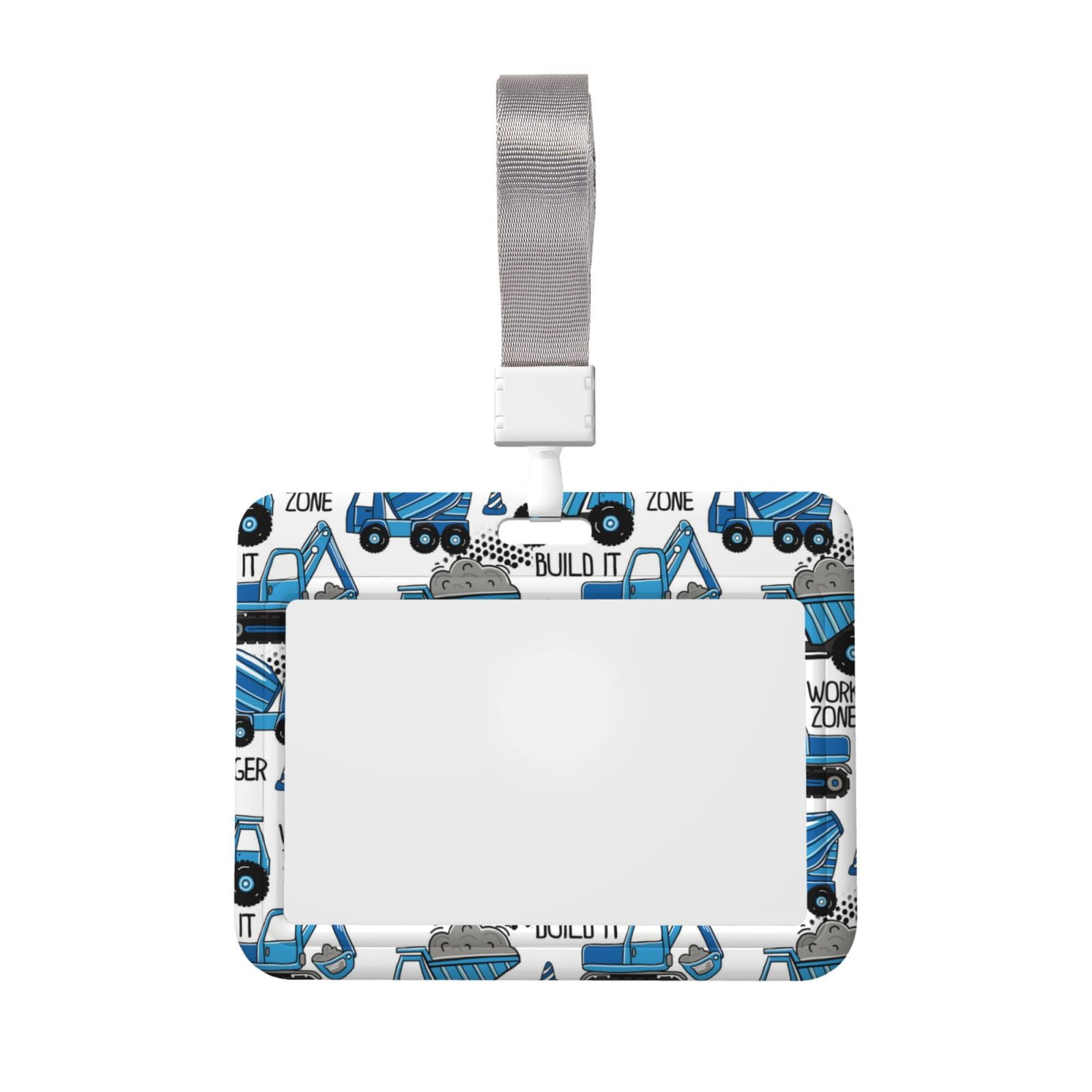 Qekee Blue Excavator Print Card Badge Holder,Clear Name Tag ID Card ...