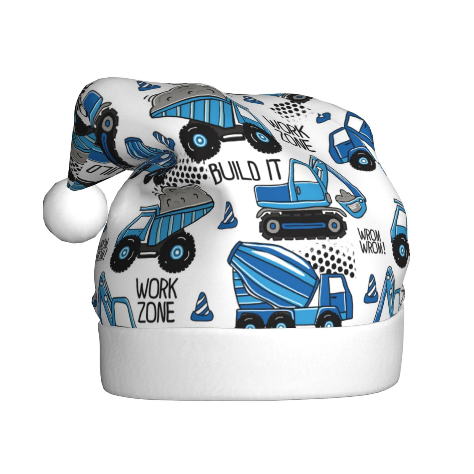Qekee Blue Excavator for Fluffy Red Santa Hats Set Plush Brim and Liner ...