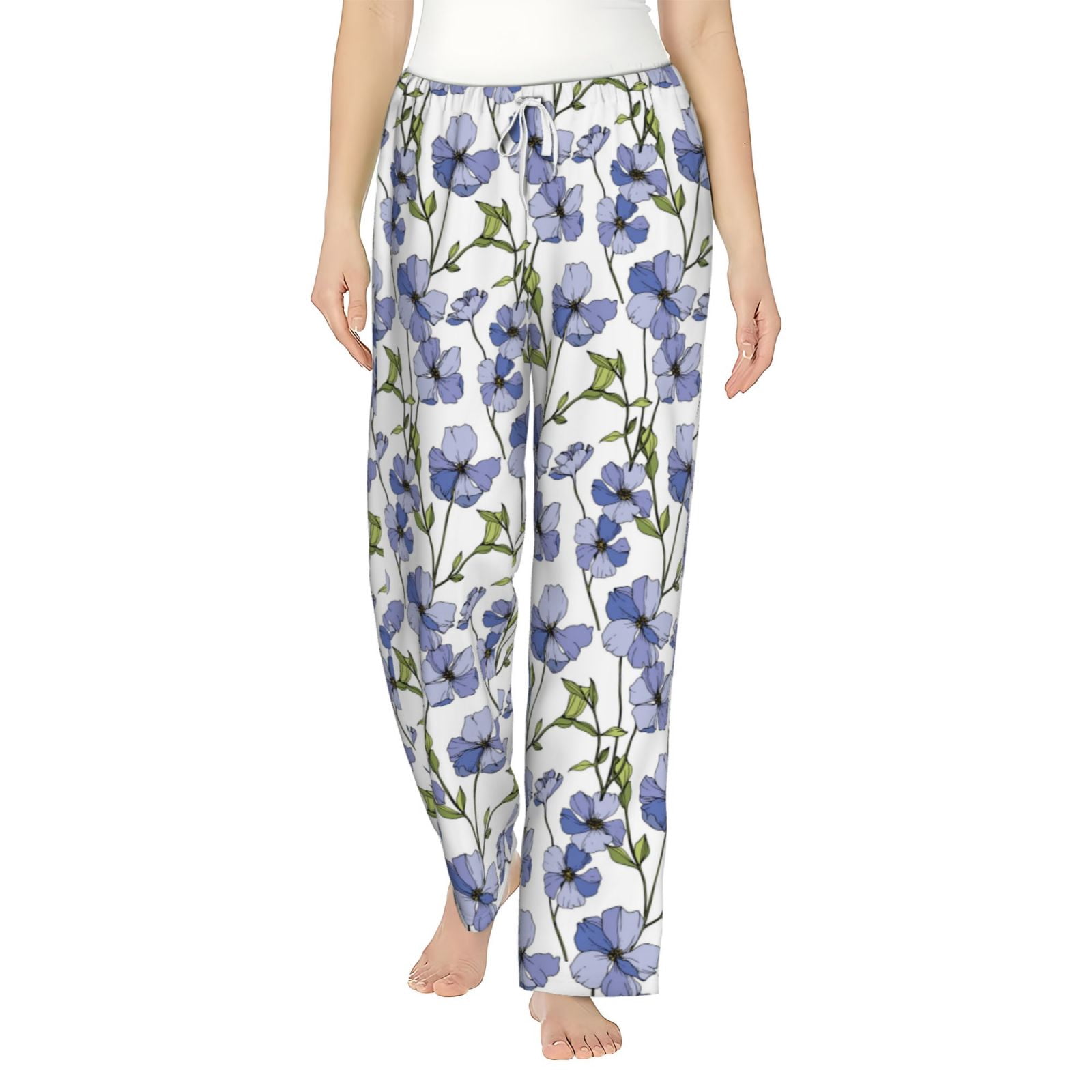 Qekee Blue Flax Flowers print Women Pajama Pants - Walmart.com
