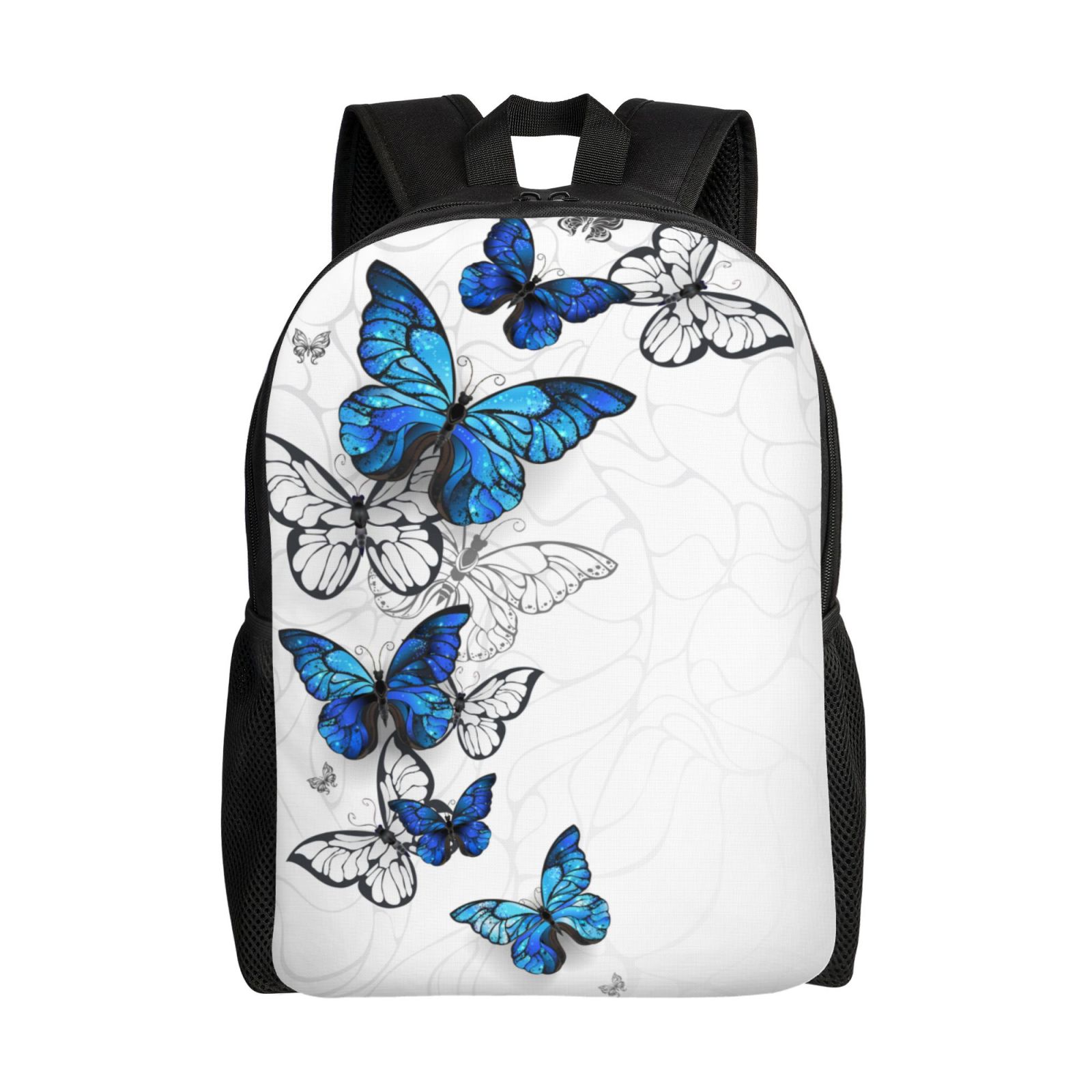 Qekee Blue Flying Butterflies print Travel Backpack for women and men ...