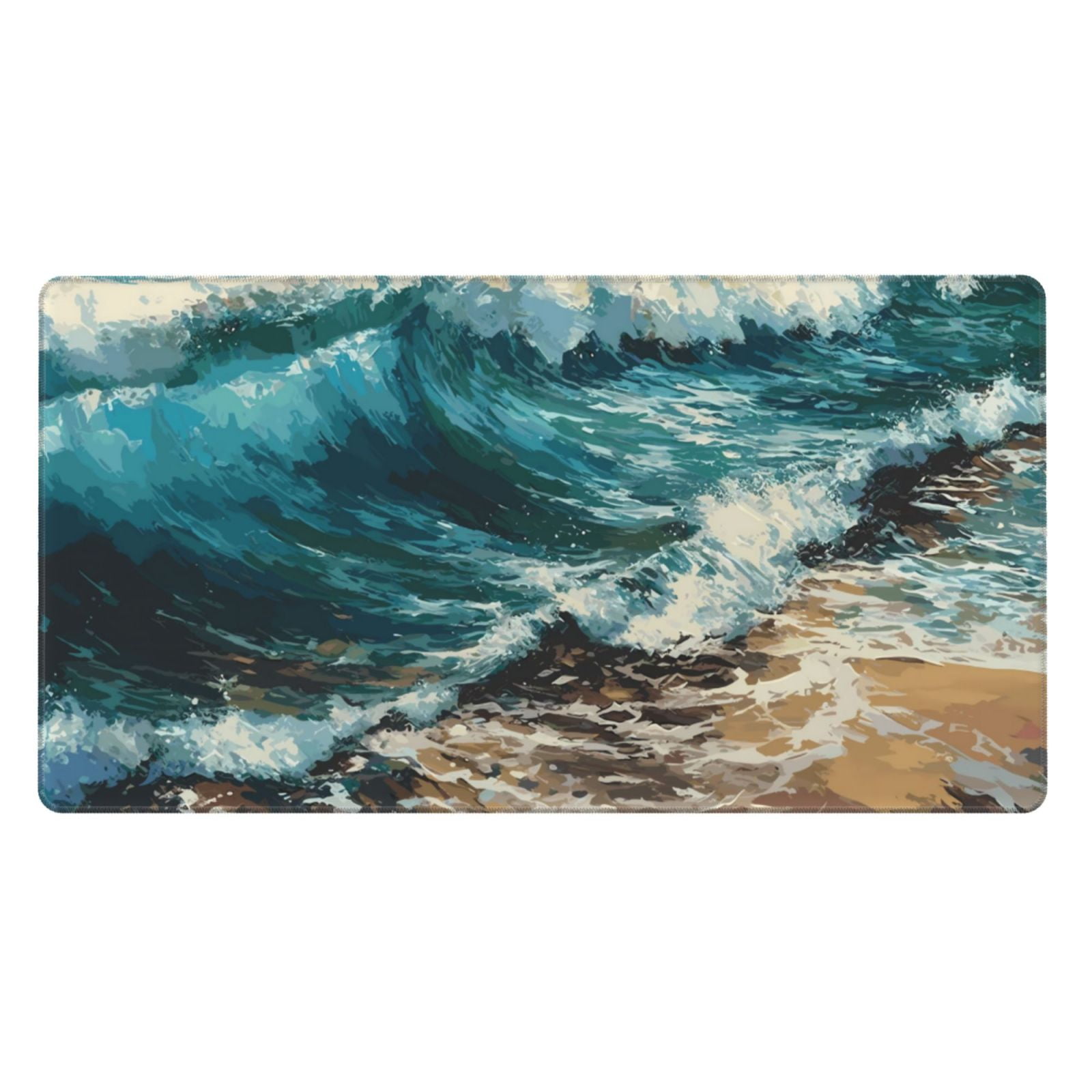 Qekee Blue Ocean Waves Print Desk Pad Protector,Mouse Pad,Office Desk ...