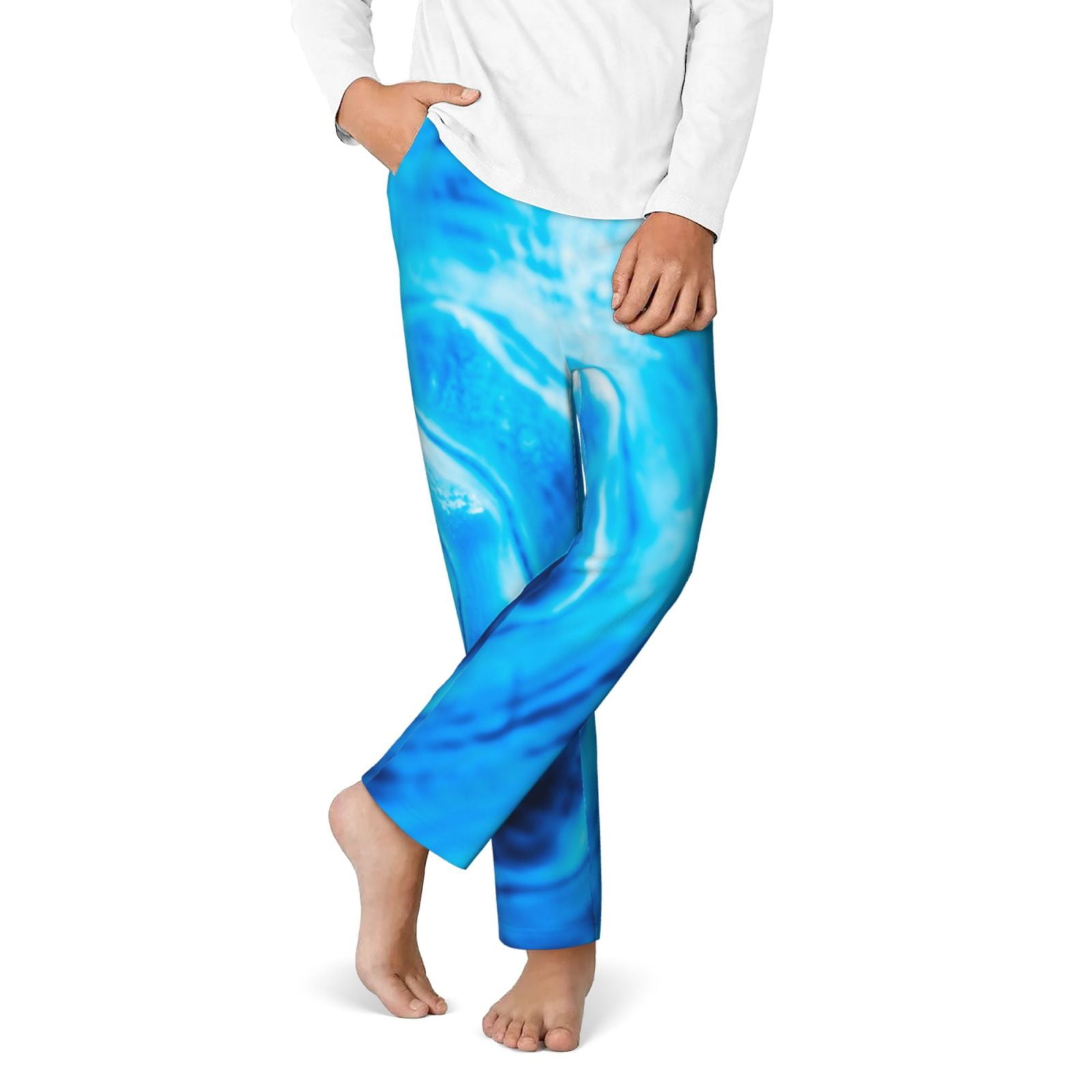 Qekee Blue Shell Print Kids Pajama Pants, Teenagers' Bottom Sweatpants ...