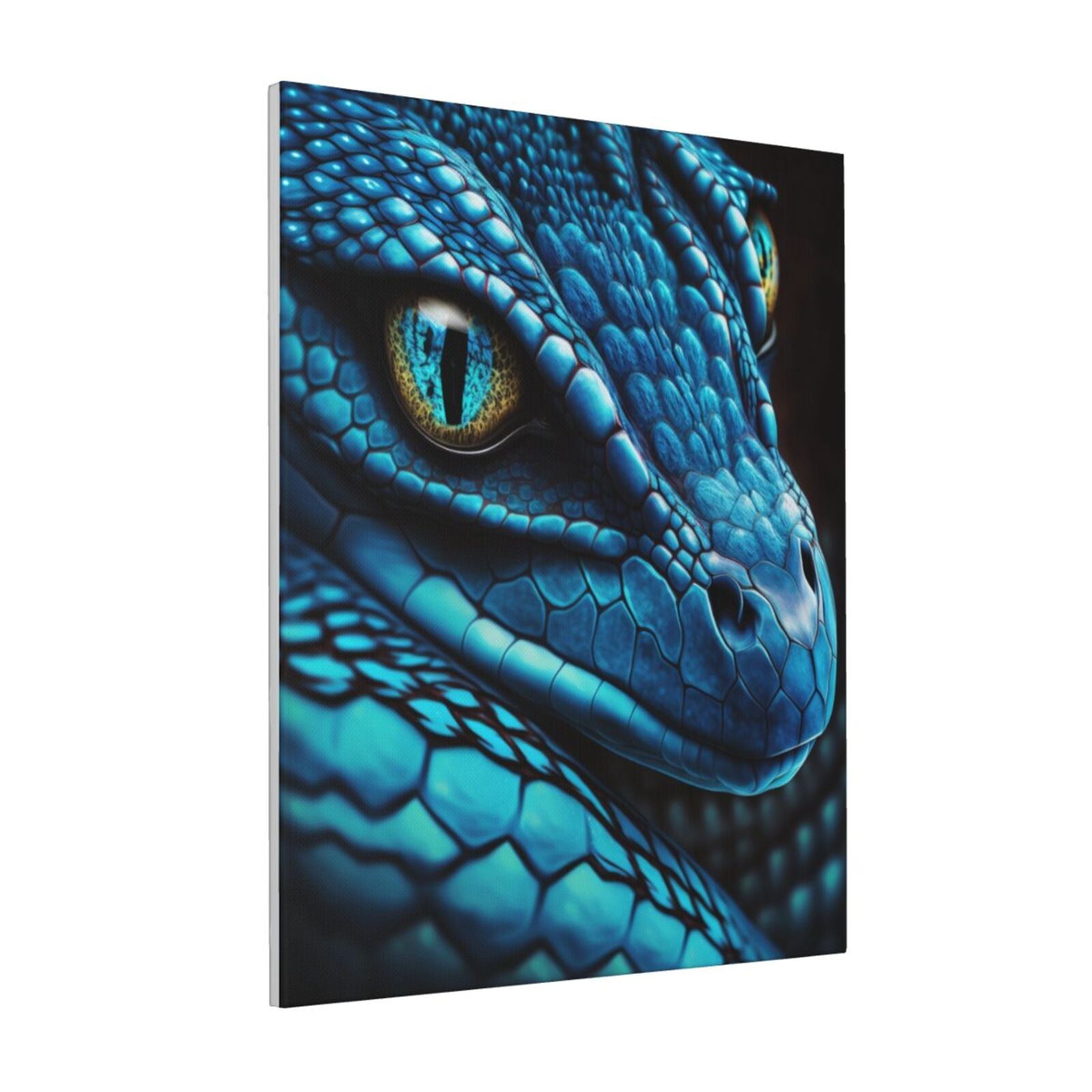 Qekee Blue Viper Snake Closeup Face Print Canvas Decorative Picture ...