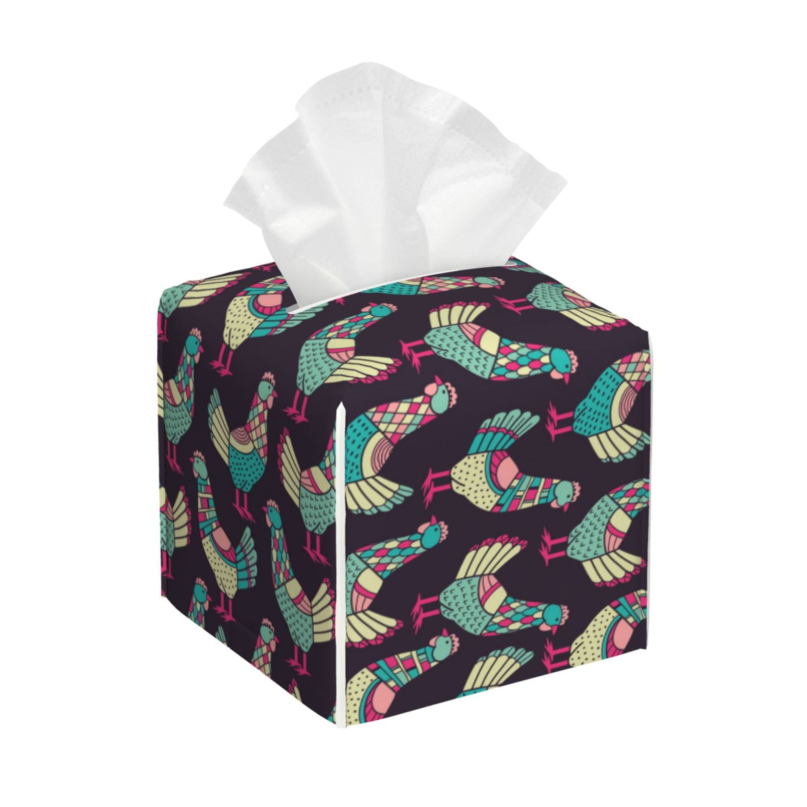 Qekee Bohemian Chicken for Tissue Box Cover Holder, Square with Bottom ...