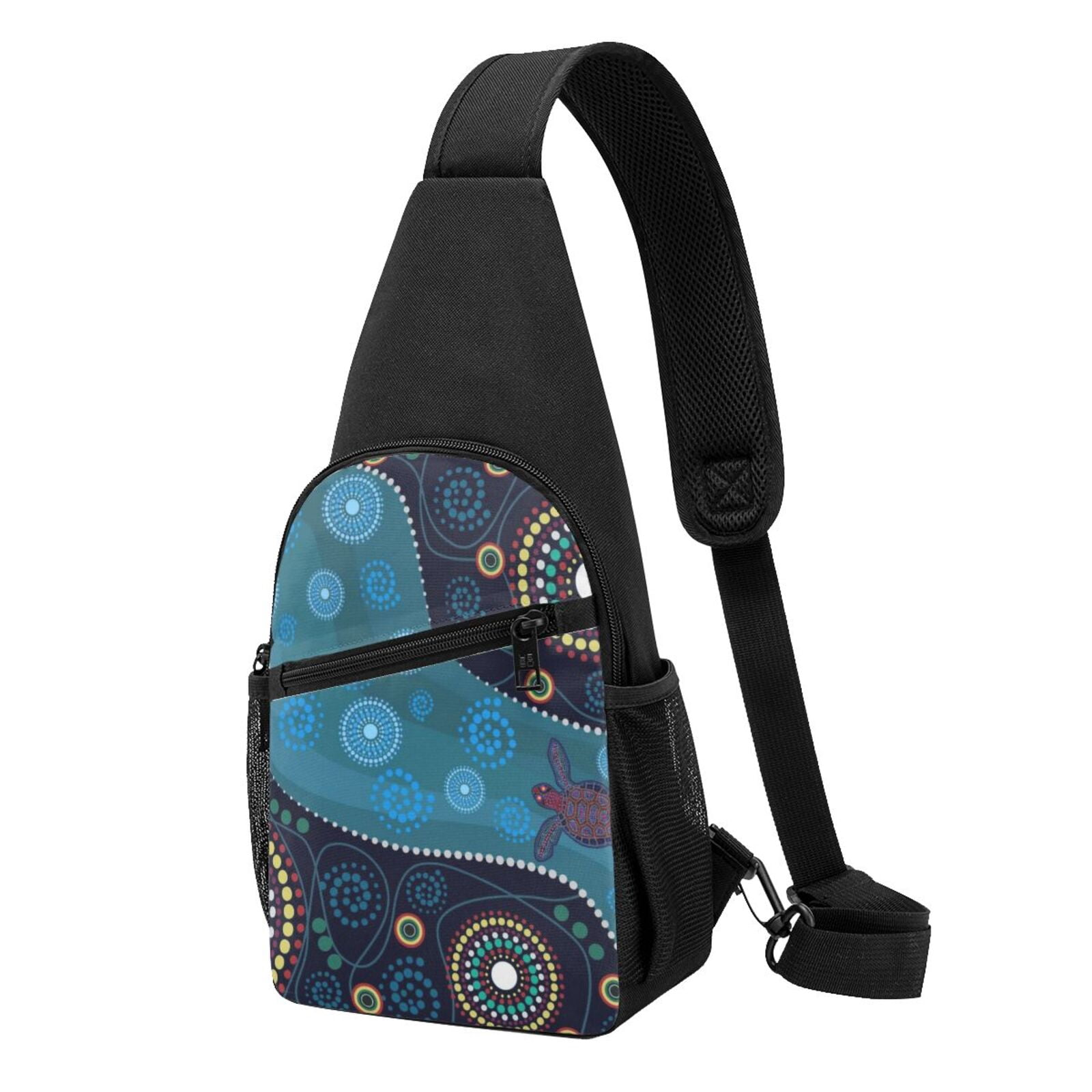 Qekee Bohemian Turtle print Sling Bag Chest Shoulder Backpack Crossbody ...