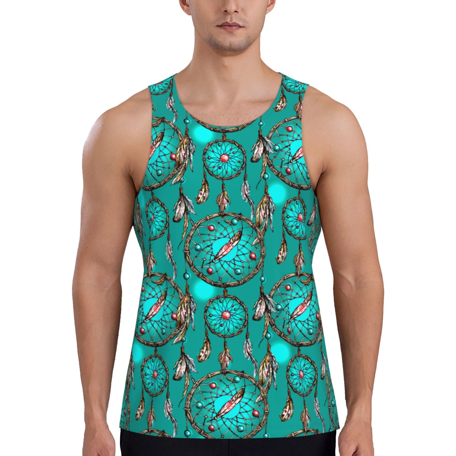 Qekee Boho Dreamcatcher Print Men's Workout Tank Tops,Sleeveless Muscle ...