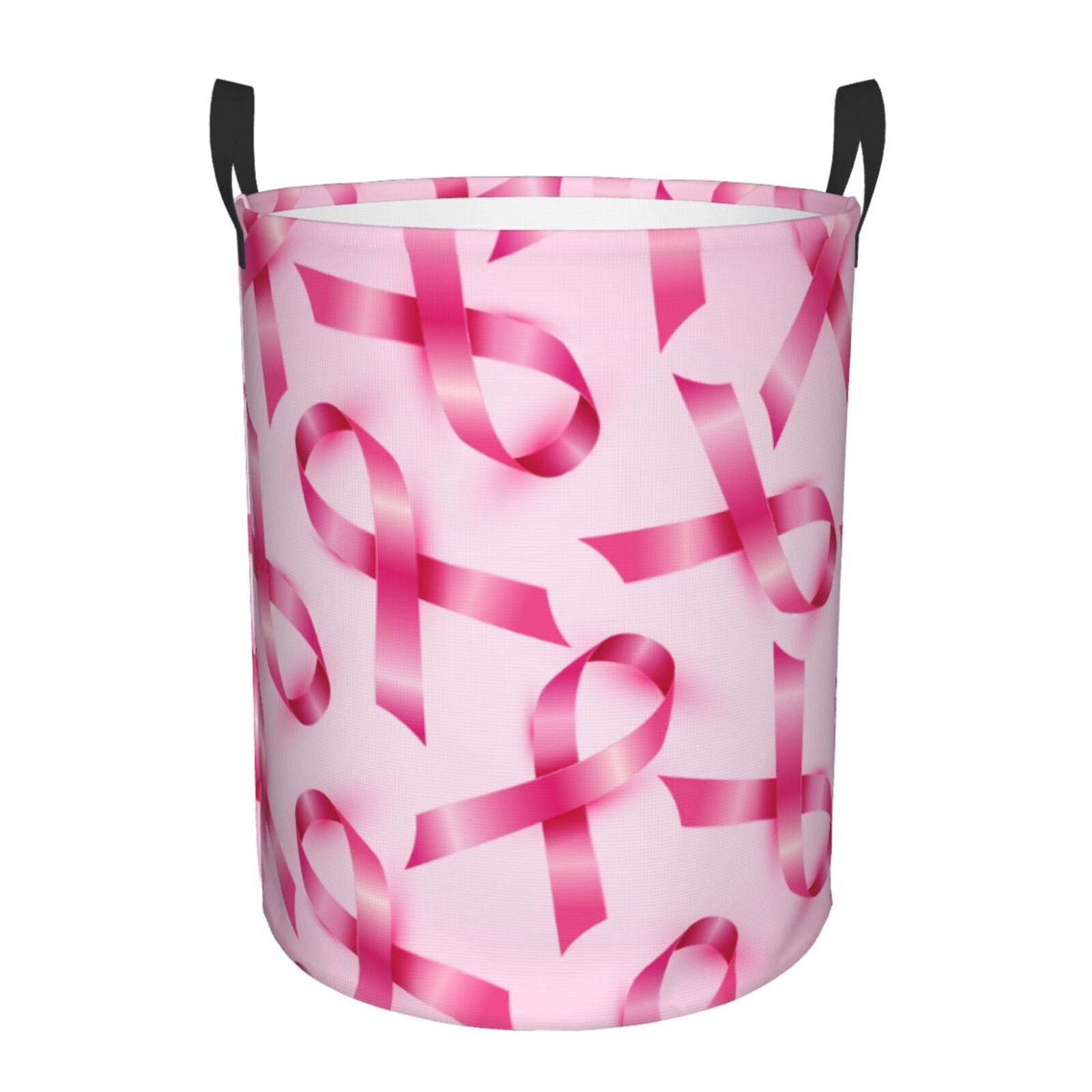 Qekee Breast Cancer Ribbons Awareness print Laundry Hamper Basket ...
