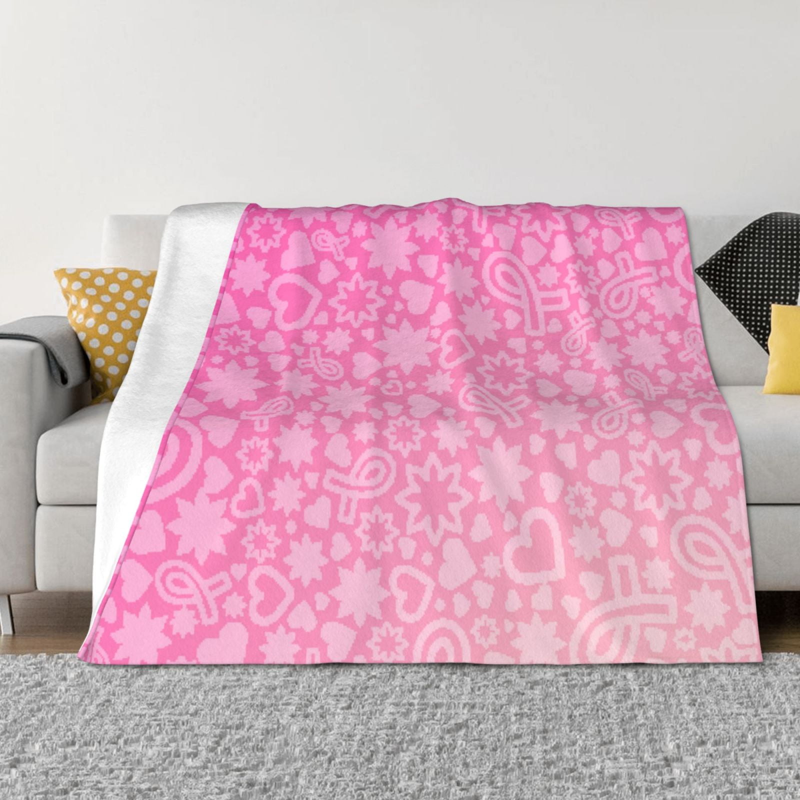 Qekee Breast CancerN Ribbons Awareness print Throw Blanket, Cotton ...