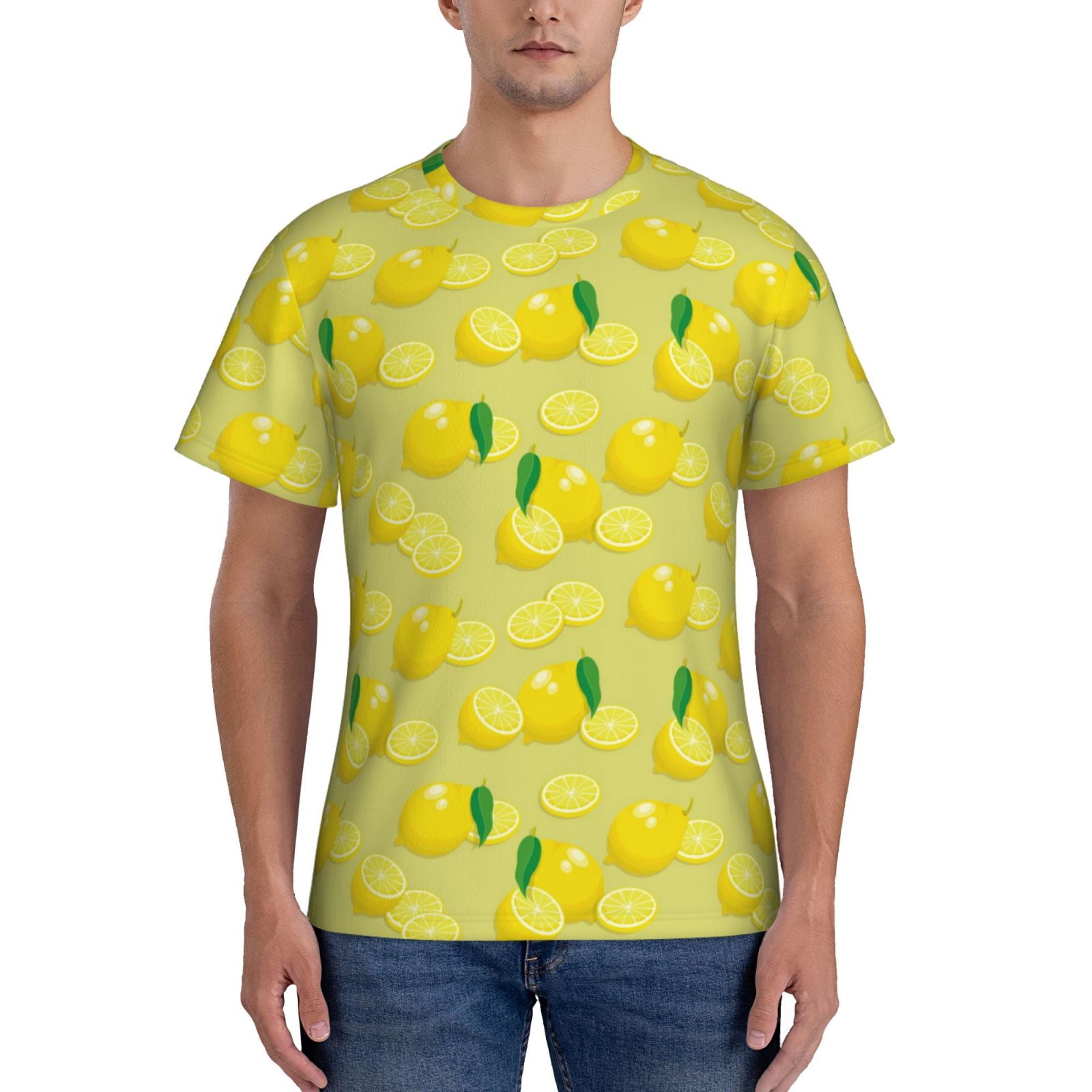 Qekee Bright Lemons Classic Fit T-Shirt Men's Shirt Men's Tight Short ...