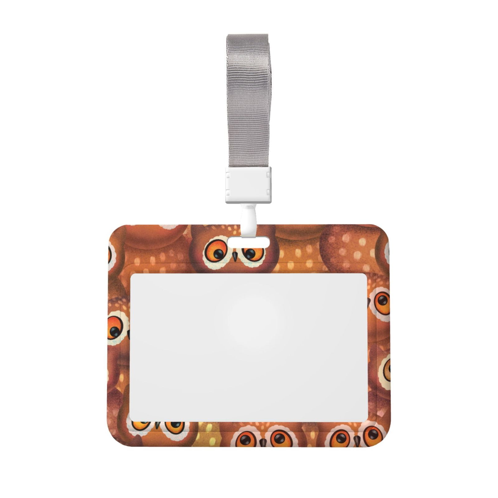 Qekee Brown Owl Print Card Badge Holder,Clear Name Tag ID Card ...