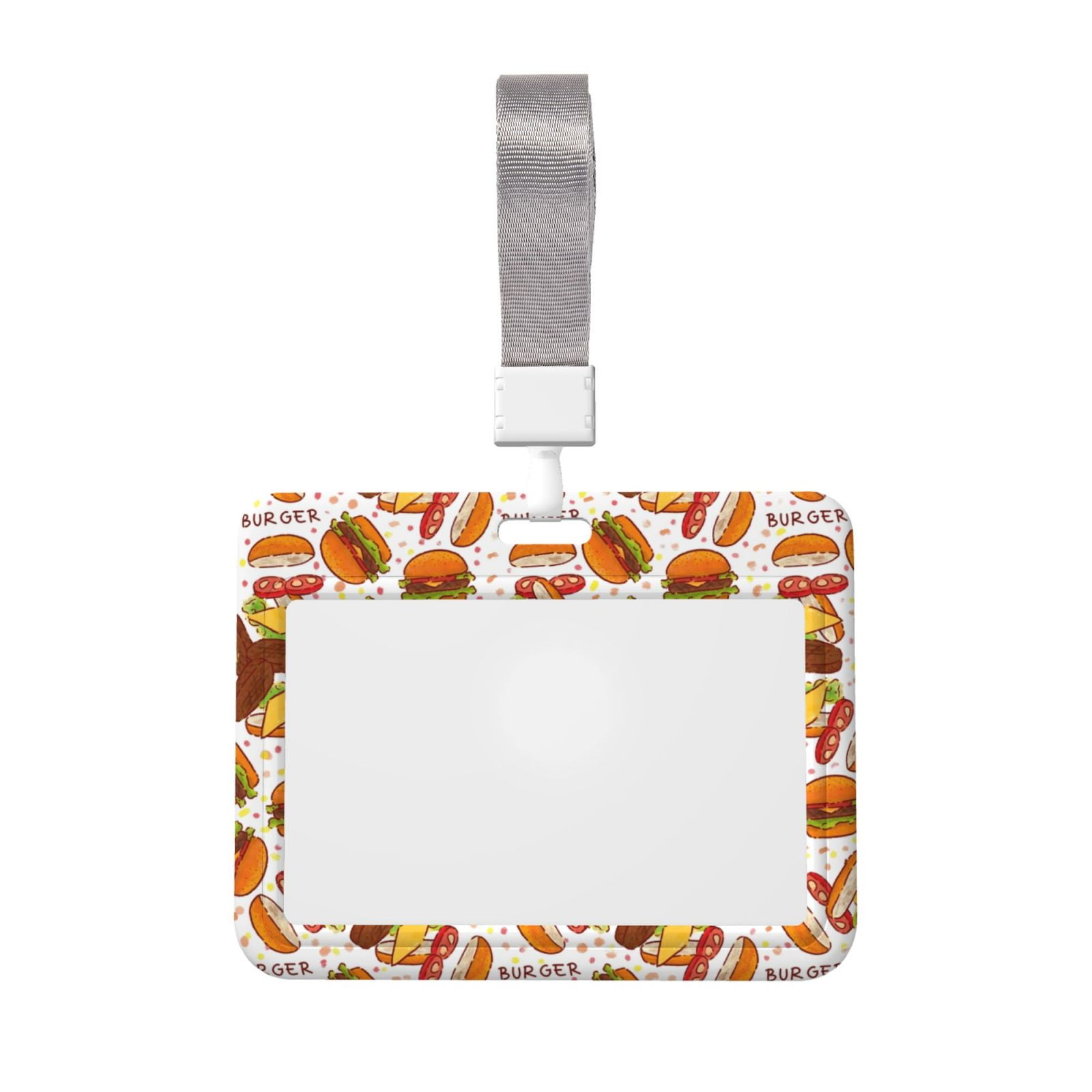 Qekee Burger Print Card Badge Holder,Clear Name Tag ID Card Protector ...