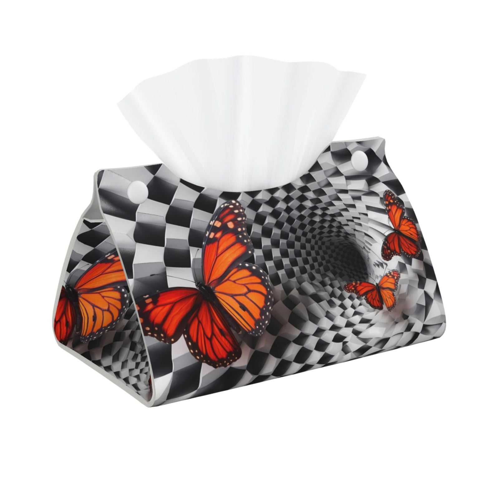 Qekee Butterflies Optical Illusion Print Long Tissue Box Cover, Tissue ...