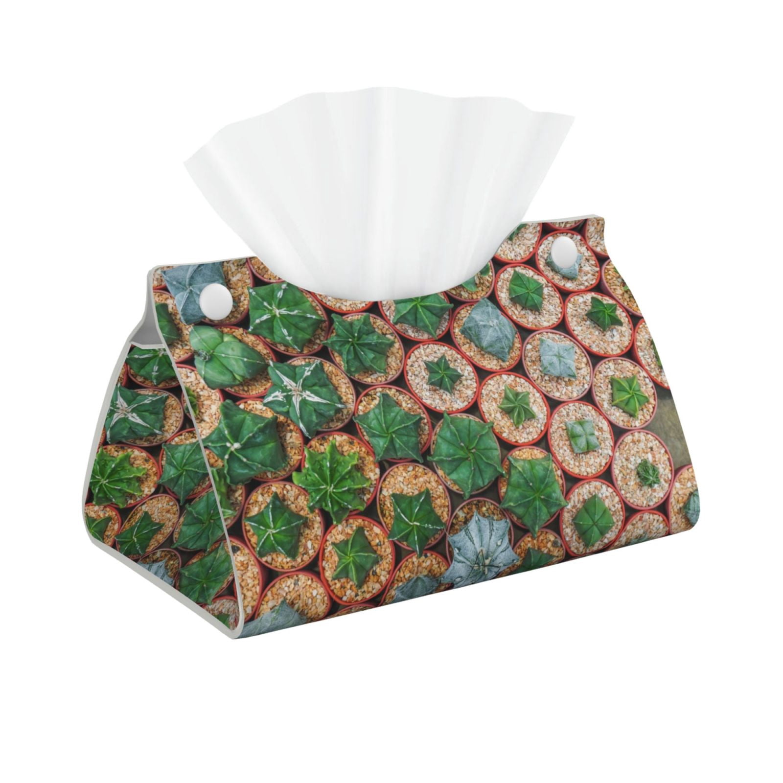 Qekee Cactus 4 Print Long Tissue Box Cover, Tissue Holder, PVC Leather ...