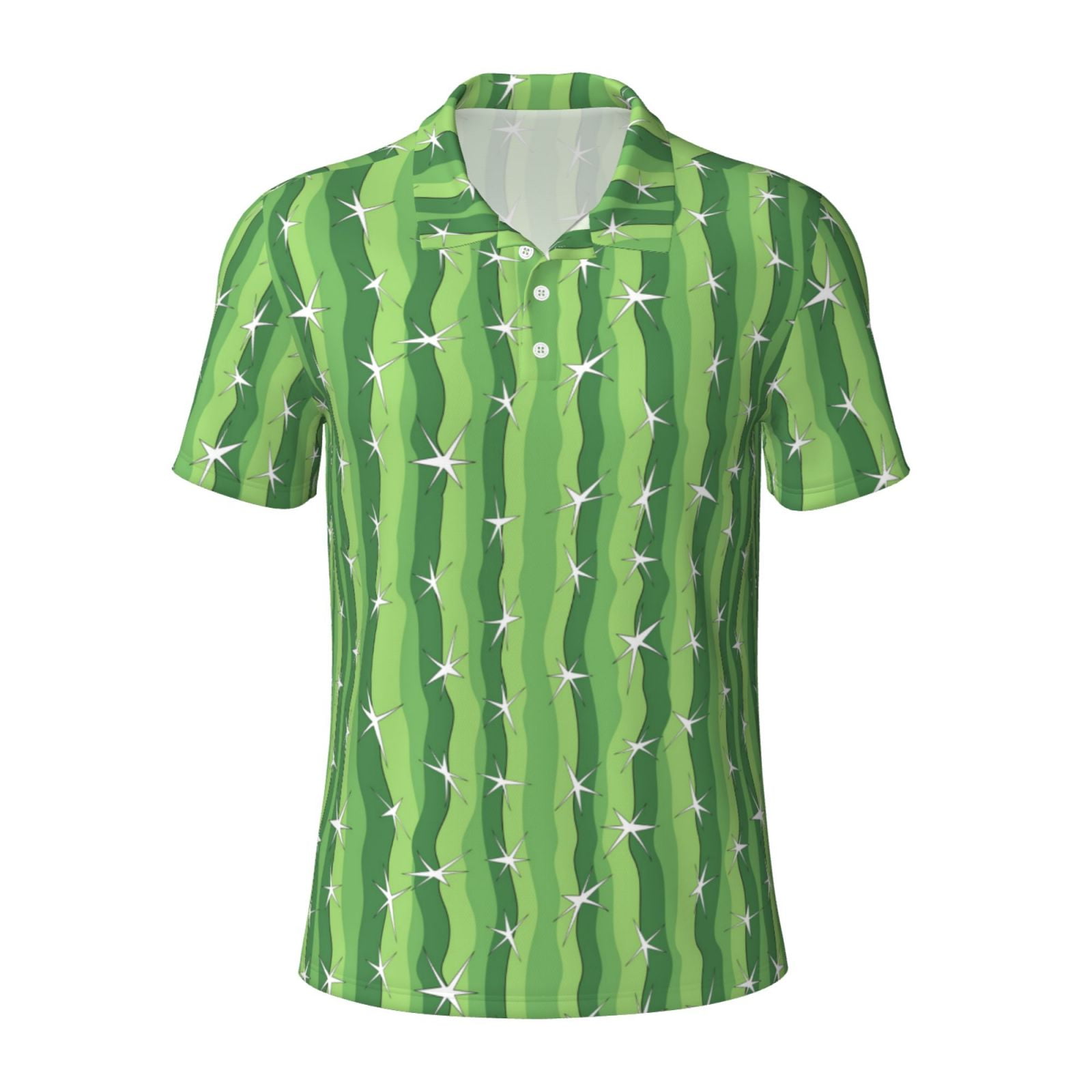 Qekee Cactus for Mens Polo Shirts Casual Short Sleeve Button Down Polo ...