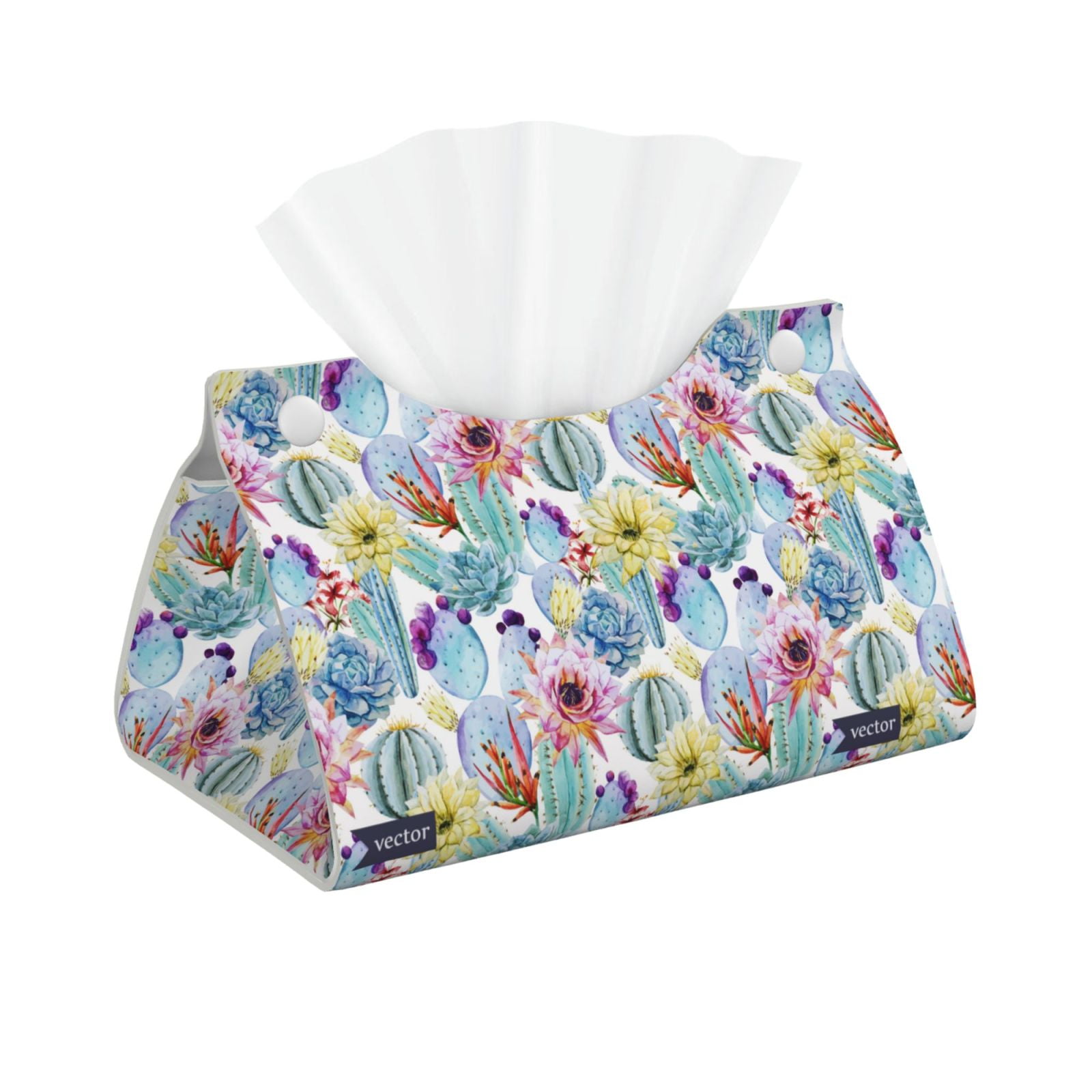 Qekee Cactus1 Long Tissue Box Cover, Tissue Holder, PVC Leather Tissue ...