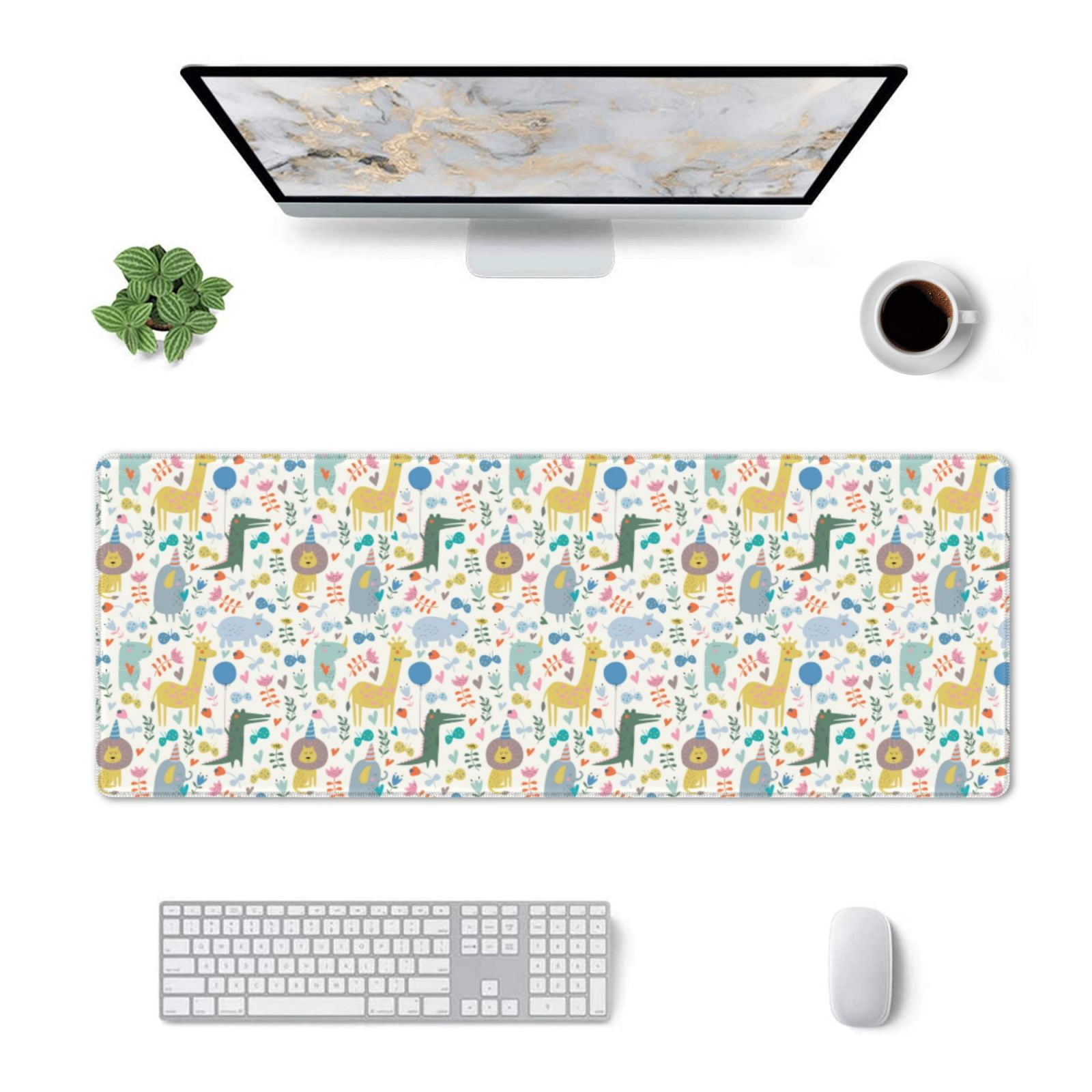 Qekee Cartoon Animals Print Mouse Pad,Desk Pad Protector,Office Desk ...