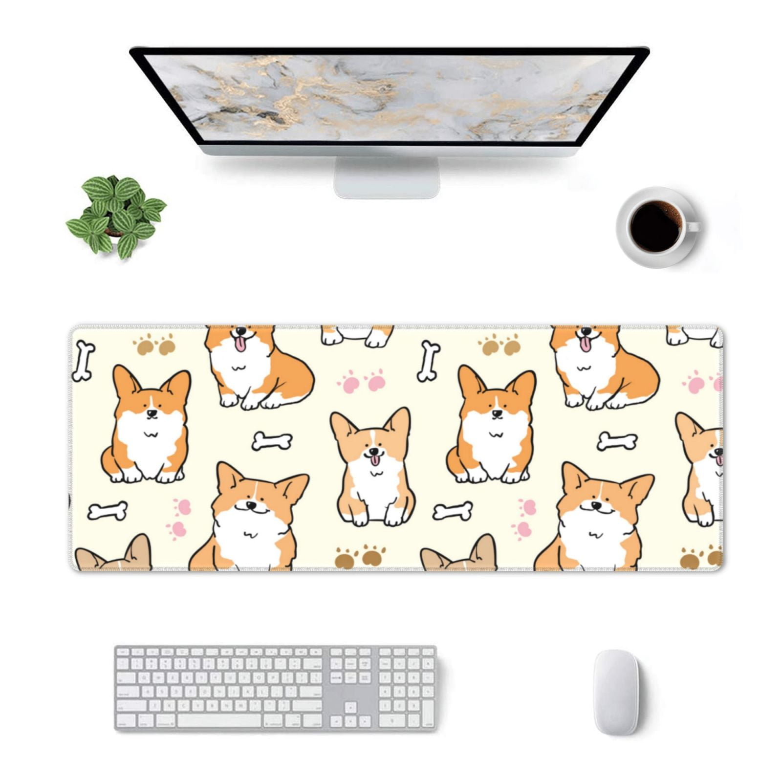 Qekee Cartoon Corgi Print Mouse Pad,Desk Pad Protector,Office Desk Mat ...