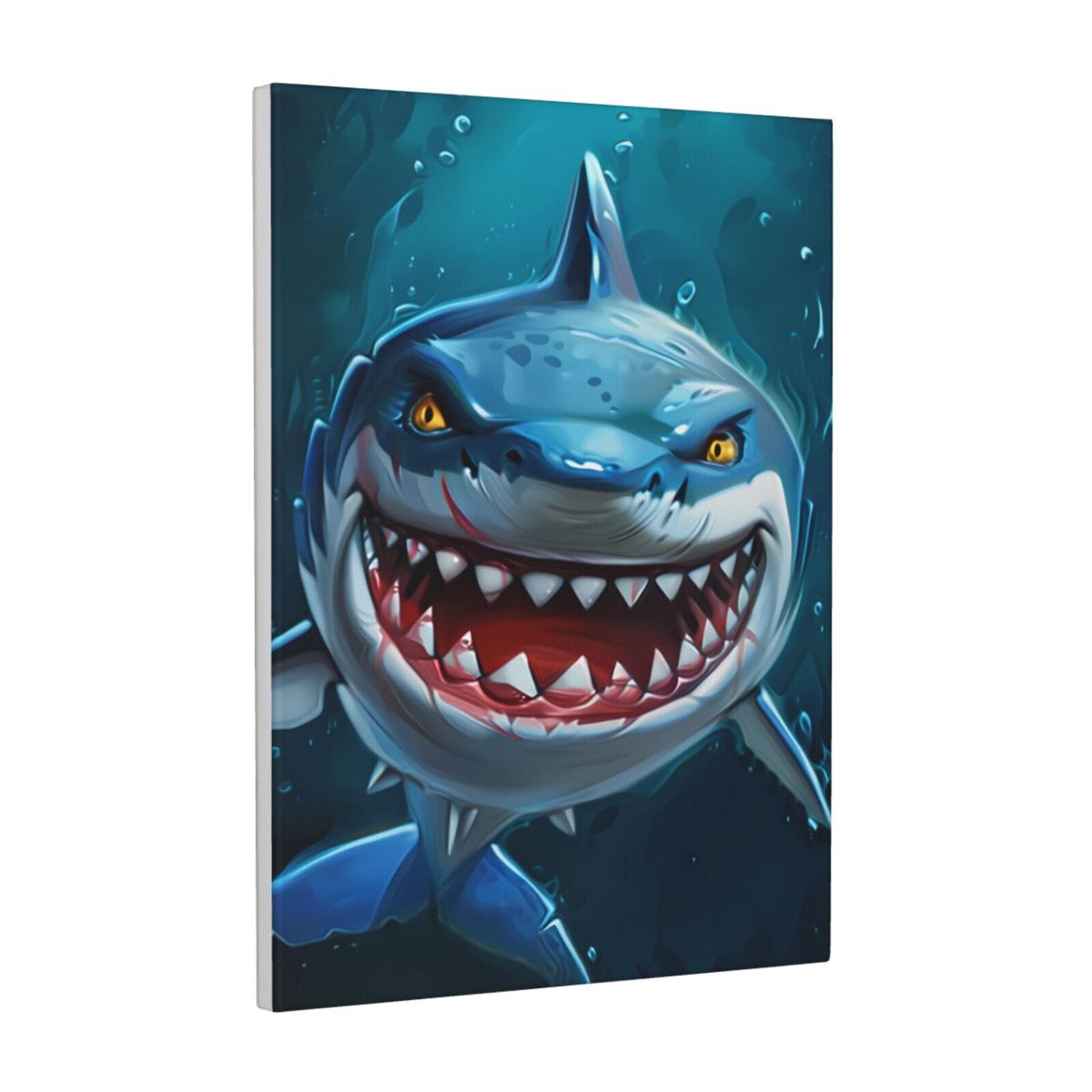 Qekee Cartoon Cute Shark Print Canvas Wall Art for Bathroom,Abstract ...