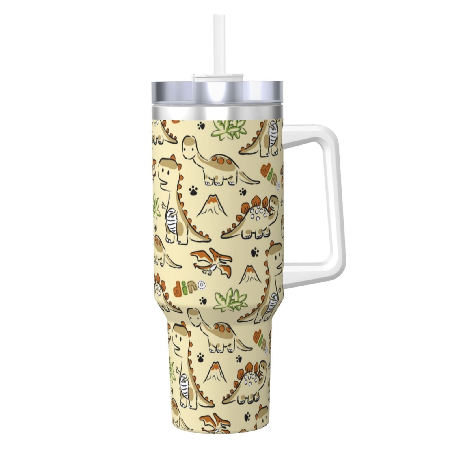 Qekee Cartoon Dinosaurs Print 40 OZ Large Capacity Ice Bully Cup With ...