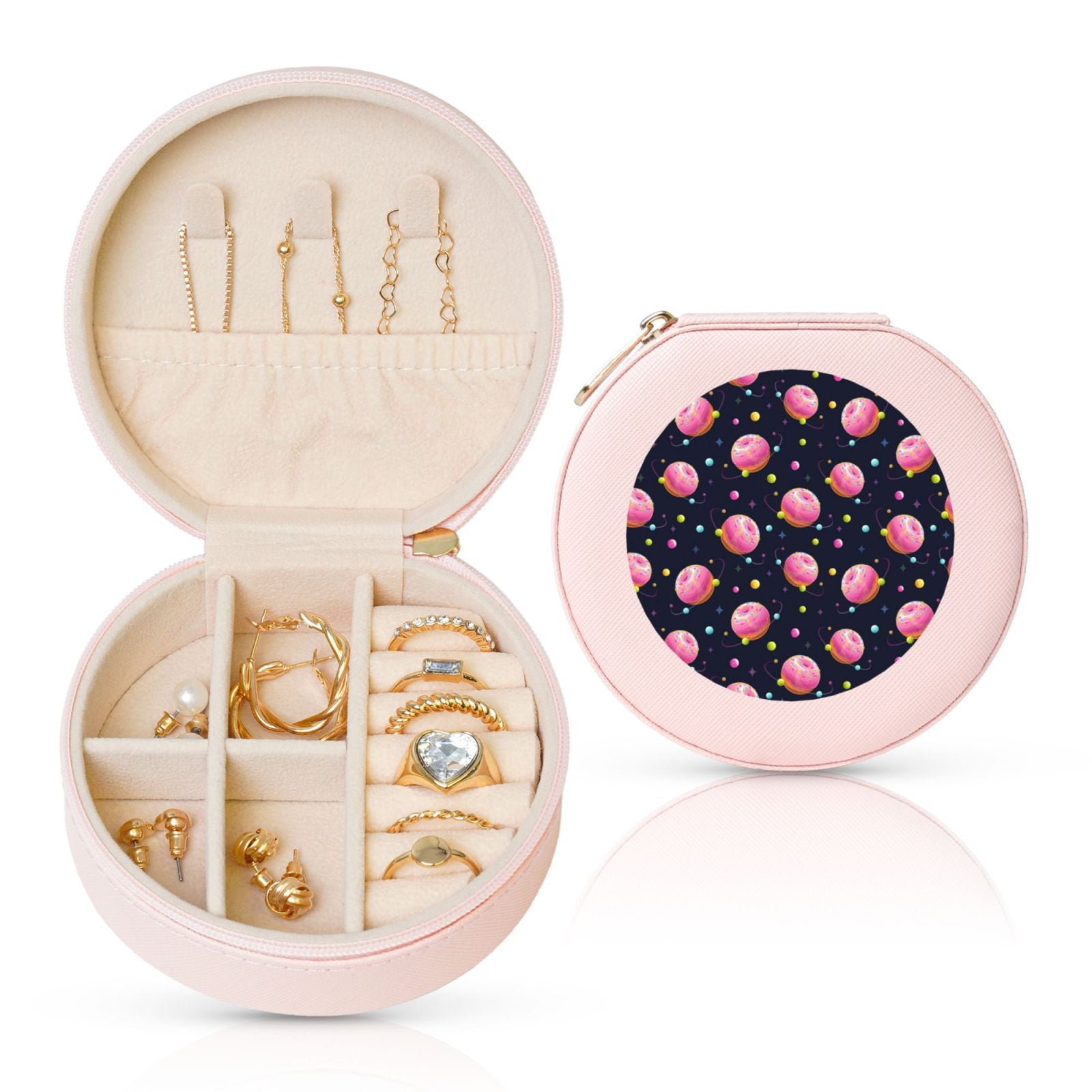 Qekee Cartoon Donut Planets for Travel Jewelry Box for Women And Girls ...