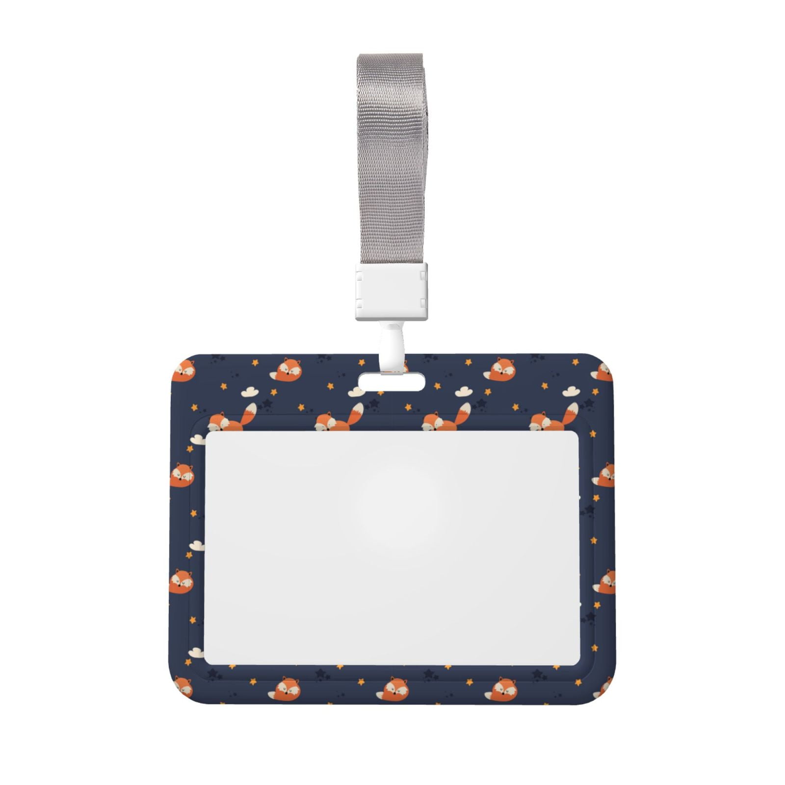 Qekee Cartoon Fox Print Card Badge Holder,Clear Name Tag ID Card ...