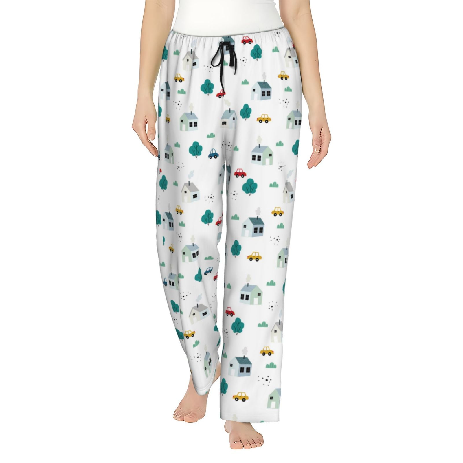 Qekee Cartoon House Car print Women Pajama Pants - Walmart.com