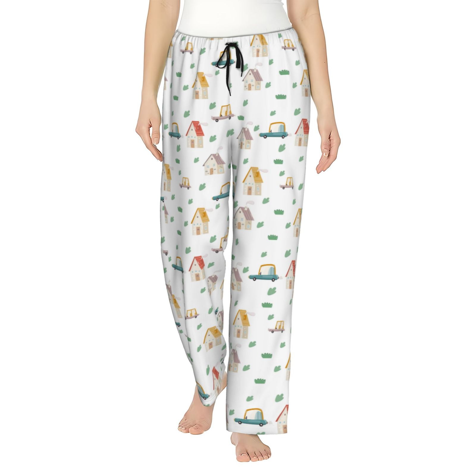 Qekee Cartoon House print Women Pajama Pants - Walmart.com