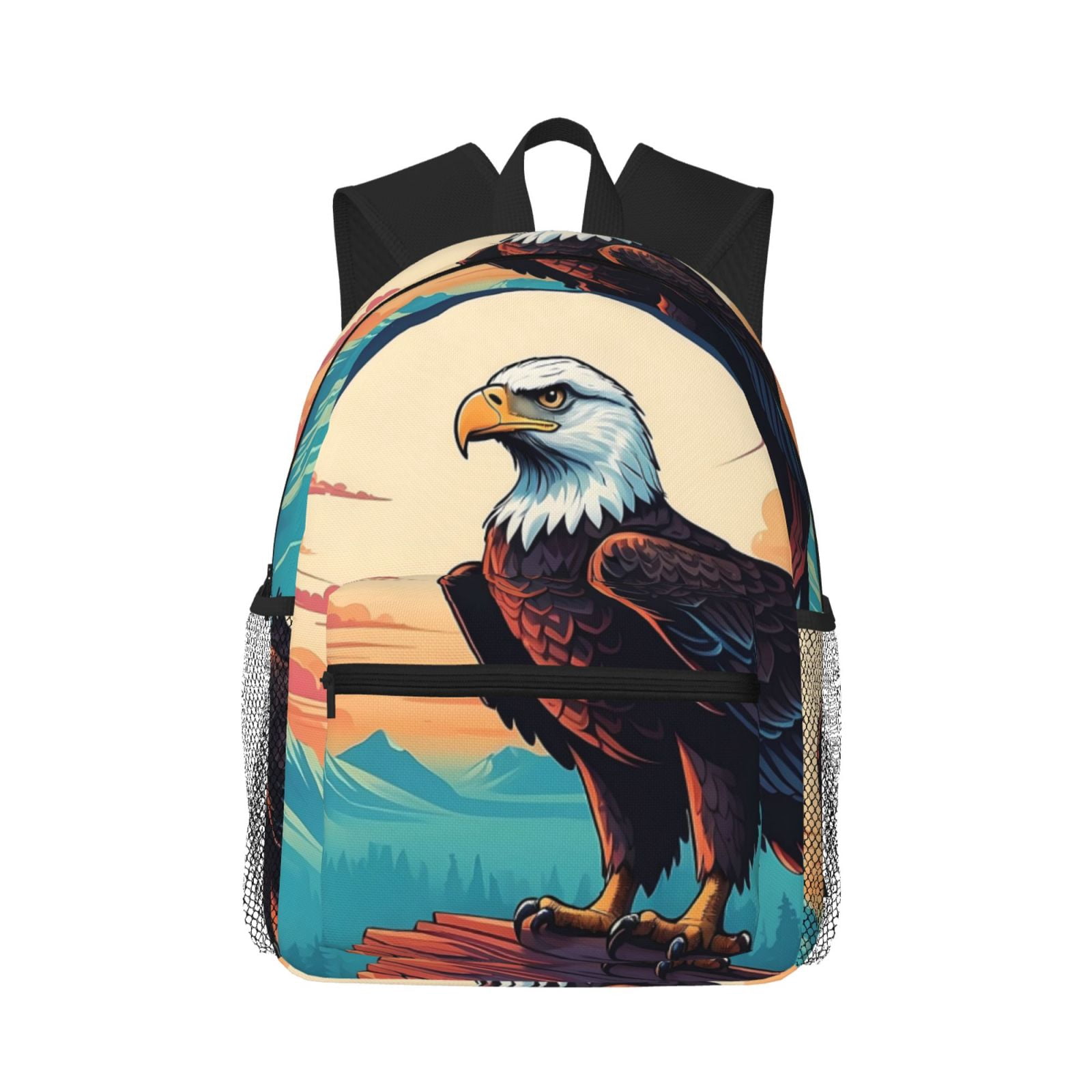 Qekee Cartoon Iceberg Bald Eagle print Backpack for Men and Women ...