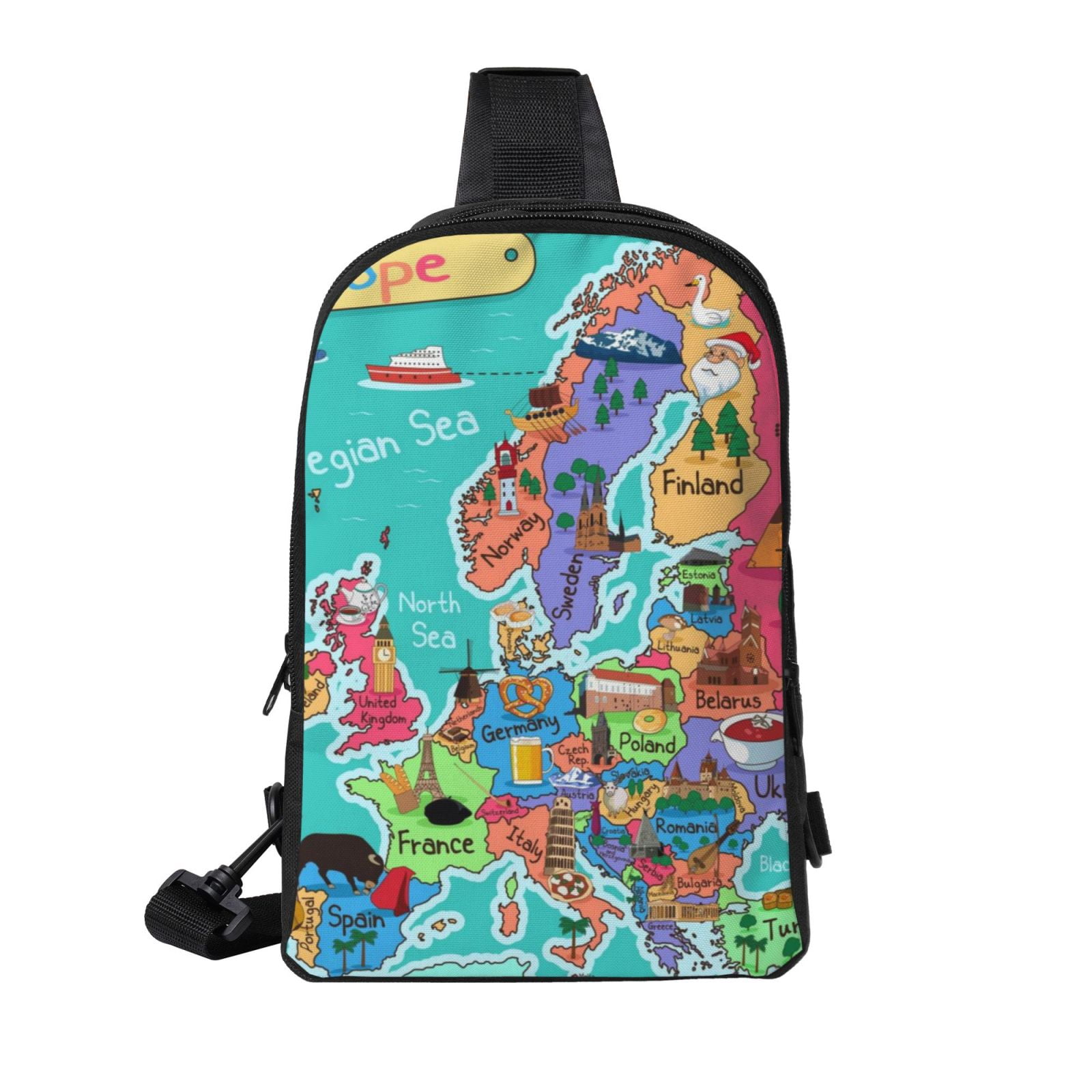 Qekee Cartoon Map Of Europe for Girls Nightgowns, Princess Pajama ...