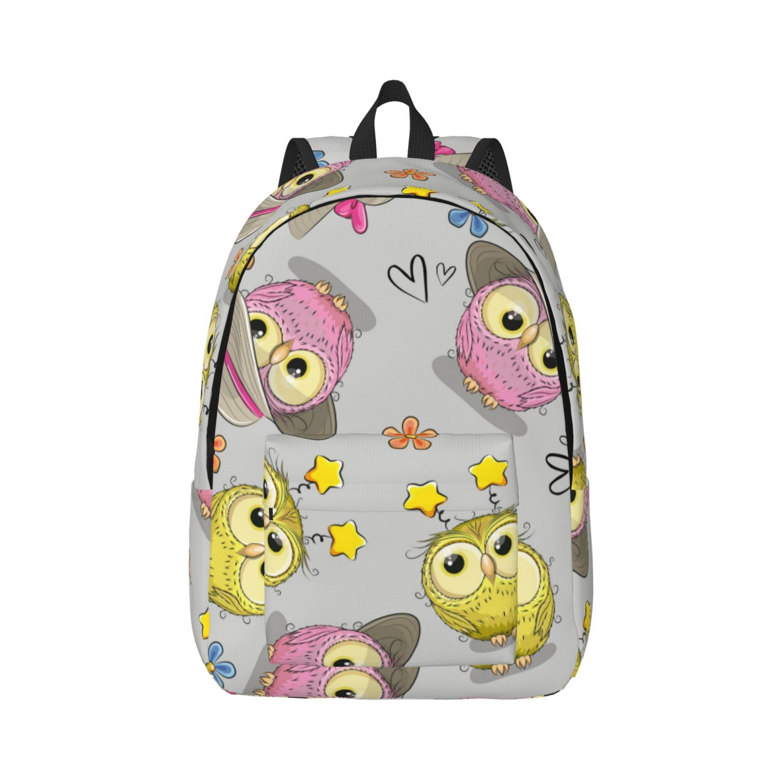 Qekee Cartoon Owls Pattern Canvas Backpack, Book Bag School Backpack ...