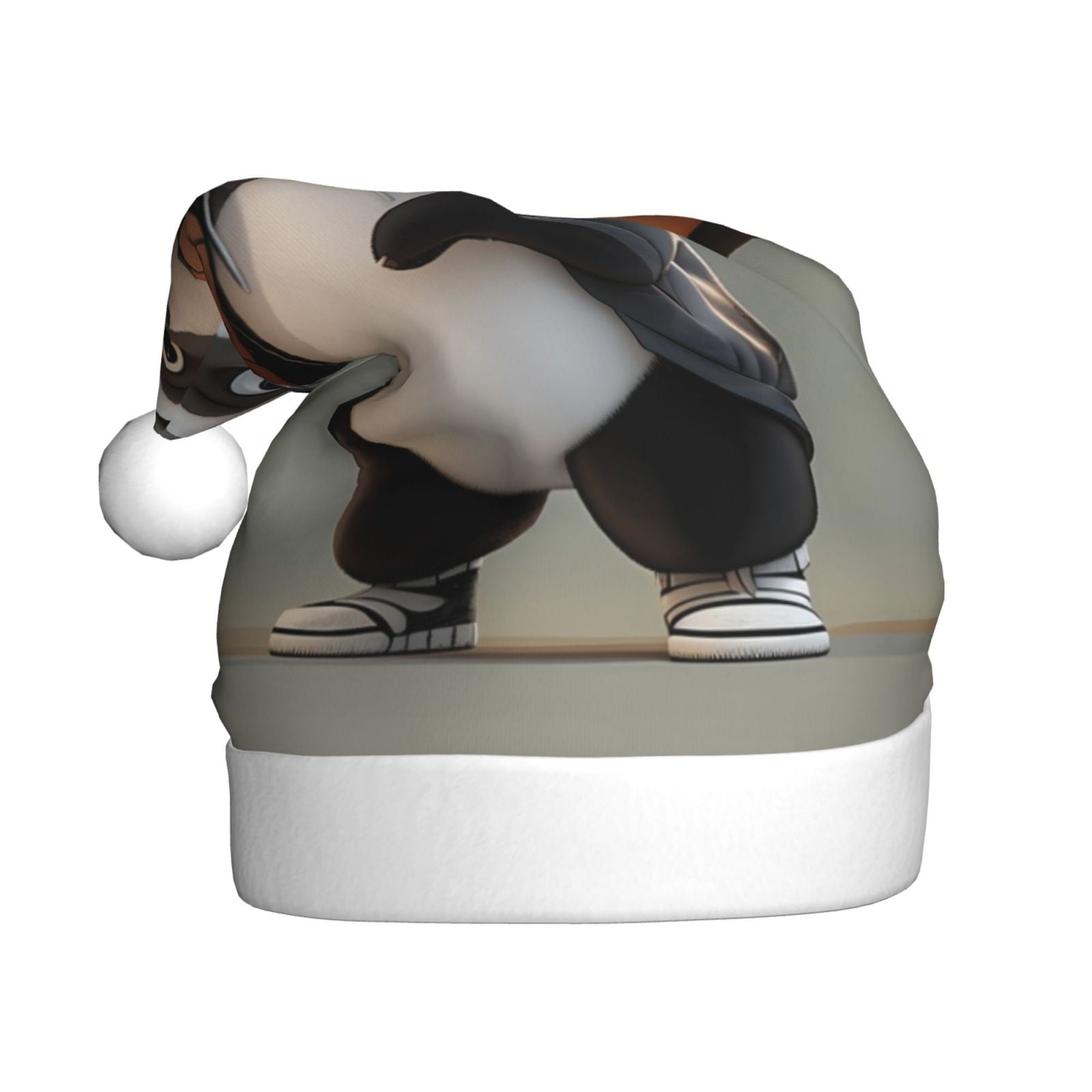 Qekee Cartoon Pandas Basketball for Fluffy Red Santa Hats Set Plush ...