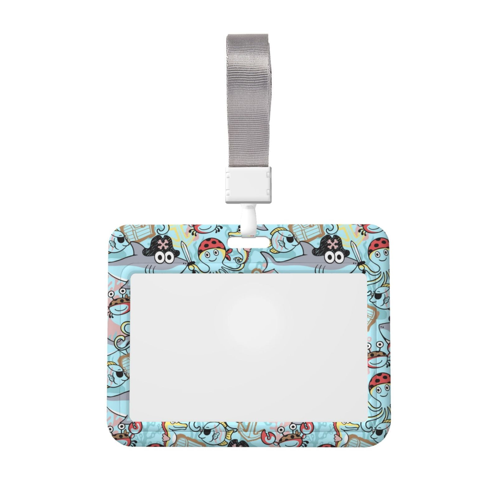 Qekee Cartoon Pirate Print Card Badge Holder,Clear Name Tag ID Card ...