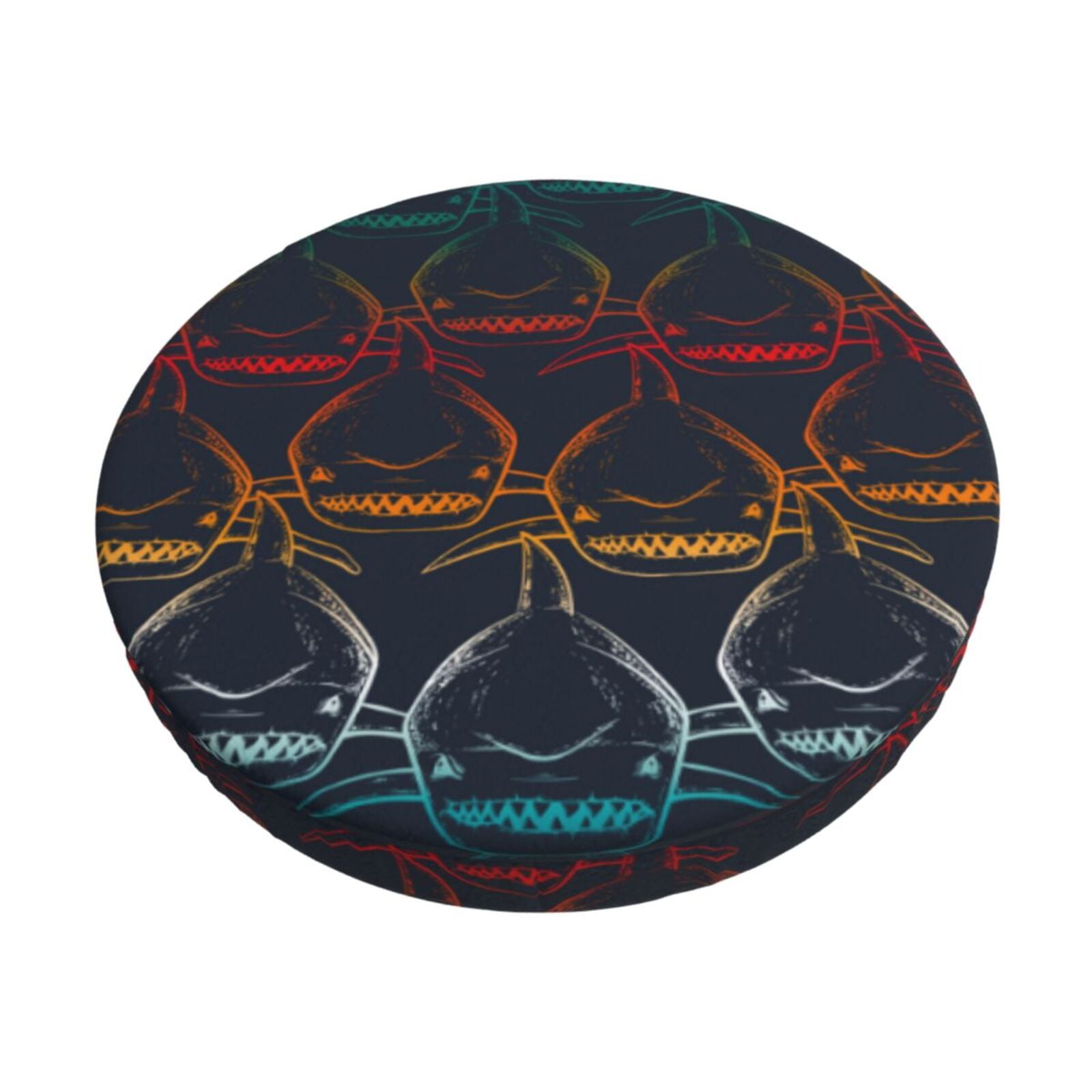 Qekee Cartoon Sharks Round Bar Chair Cushion Cover, Elastic and ...