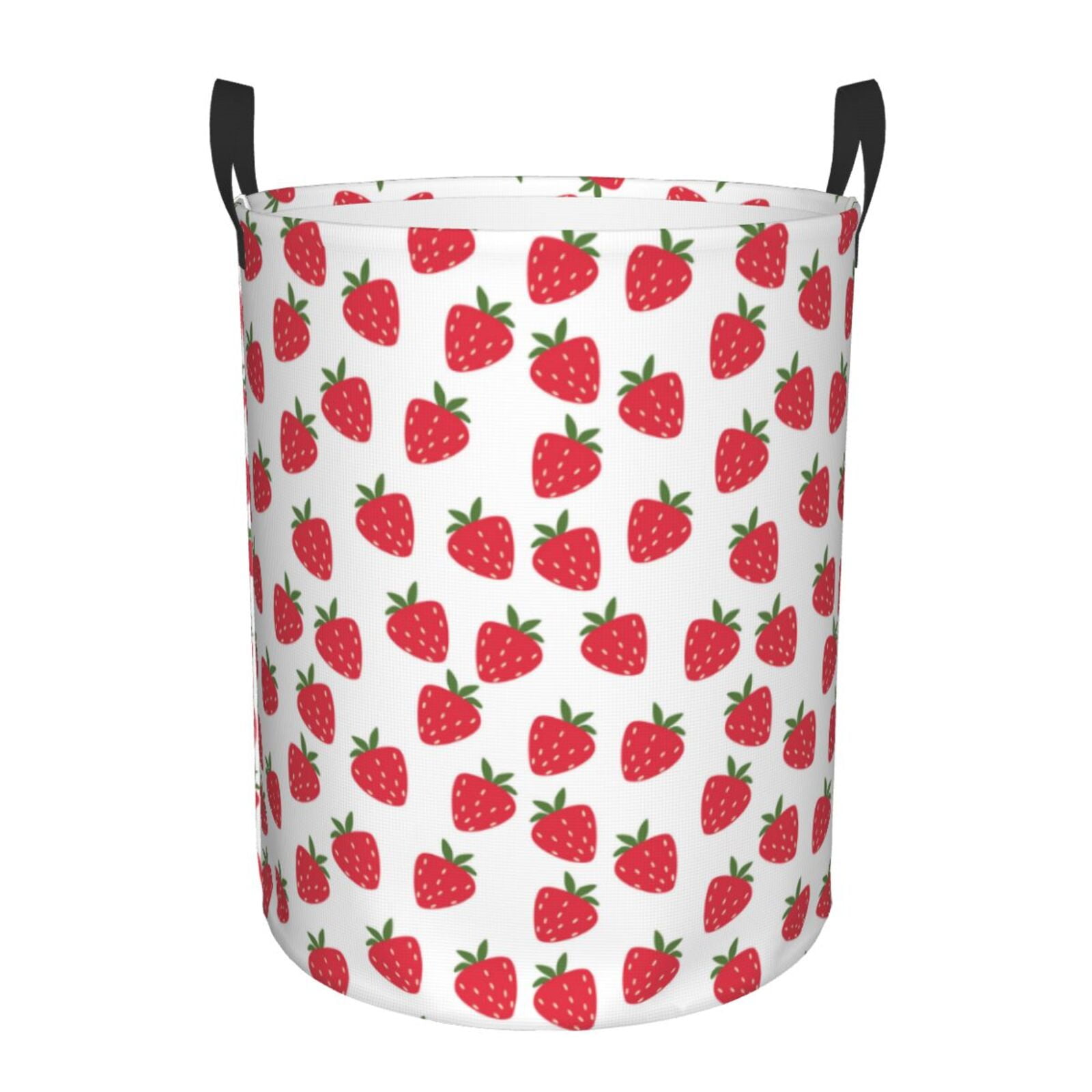 Qekee Cartoon Strawberry print Laundry Hamper Basket, Hamper Basket for ...