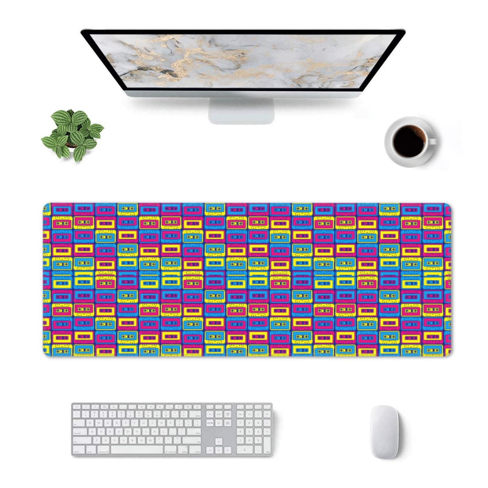 Qekee Cassette Tapes Print Mouse Pad,Desk Pad Protector,Office Desk Mat ...