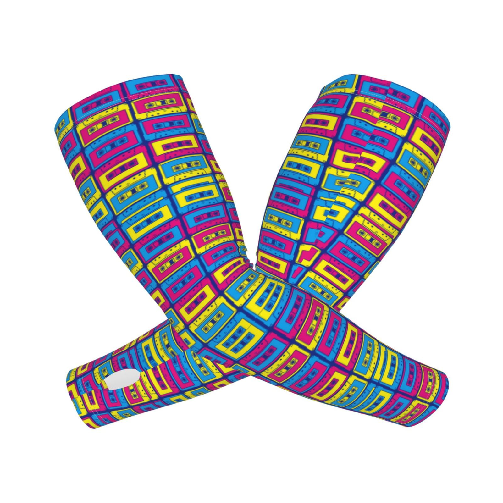 Qekee Cassette Tapes print Arm Sleeves, Cooling UV Sun Protection ...