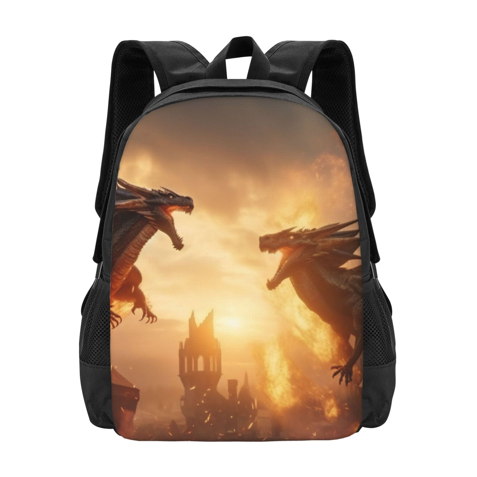 Qekee Castle Cool Fire Dragon for Travel Laptop Backpack for womem and ...