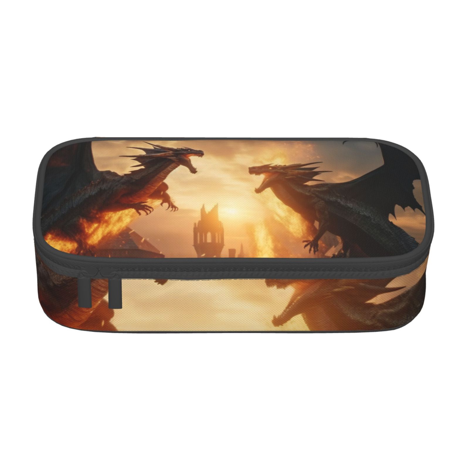 Qekee Castle Cool Fire Dragon print Large Pencil Case, Aesthetic Pen ...