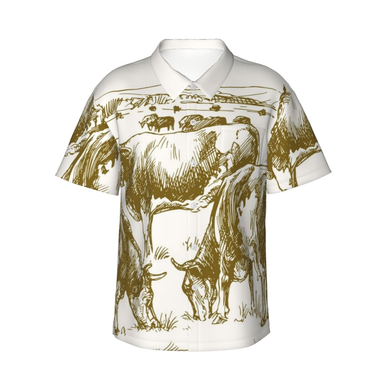 Qekee Cattle Drive By Two Cowboys 1 Print Hawaiian Shirt for Men Short ...