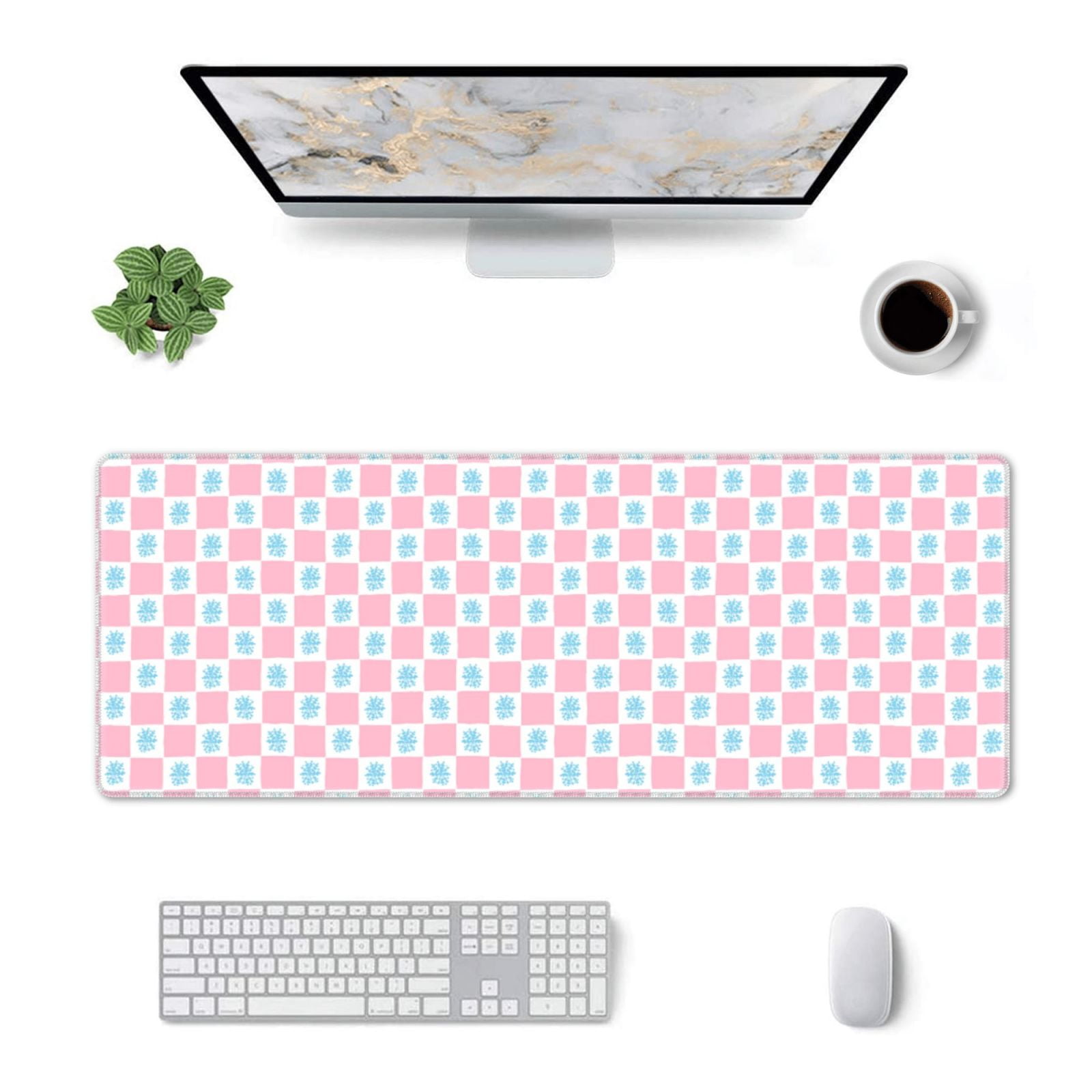 Qekee Checkerboard With Snowflake Print Mouse Pad,Desk Pad Protector ...